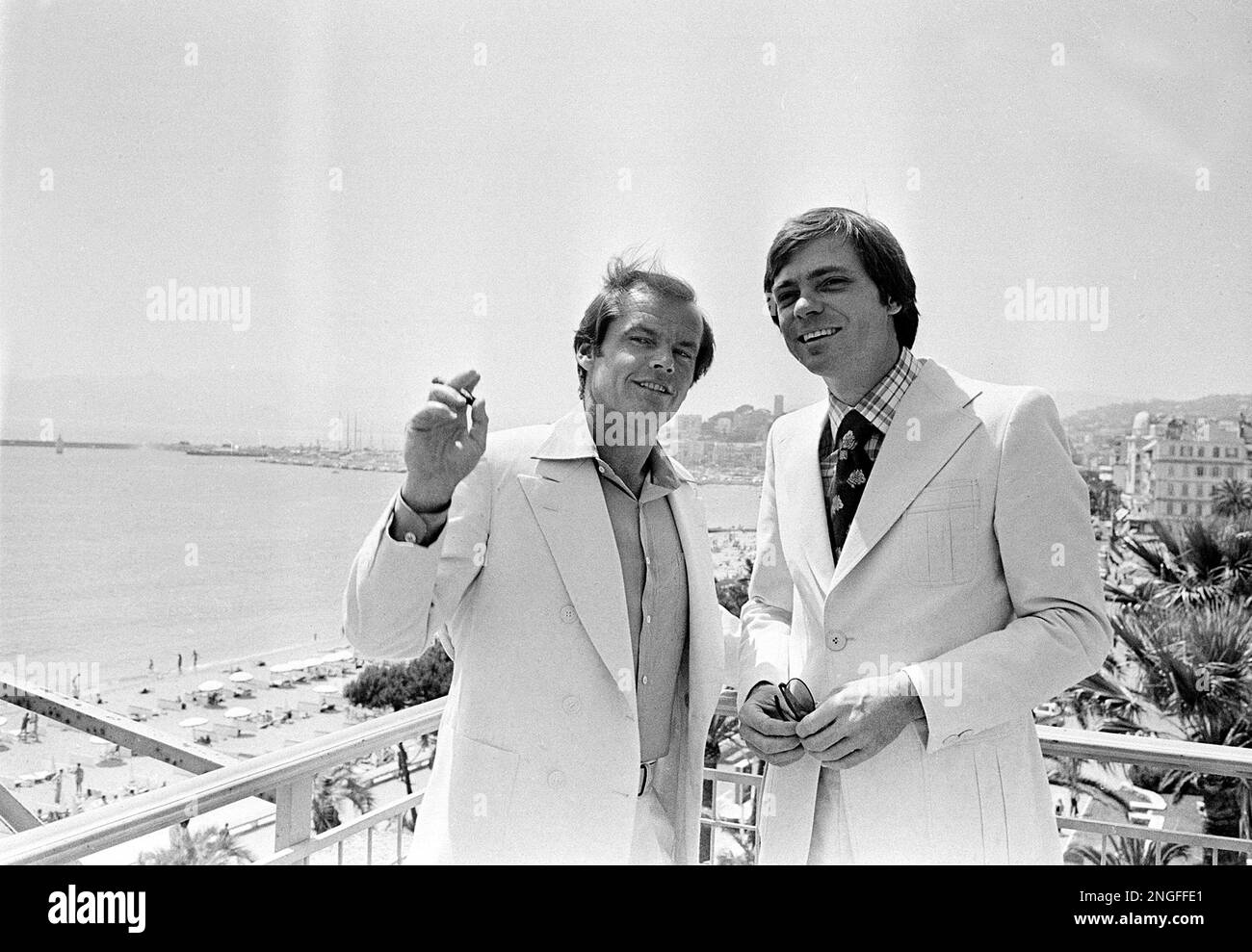 American actor Jack Nicholson and producer Gerald Ayres pose together ...