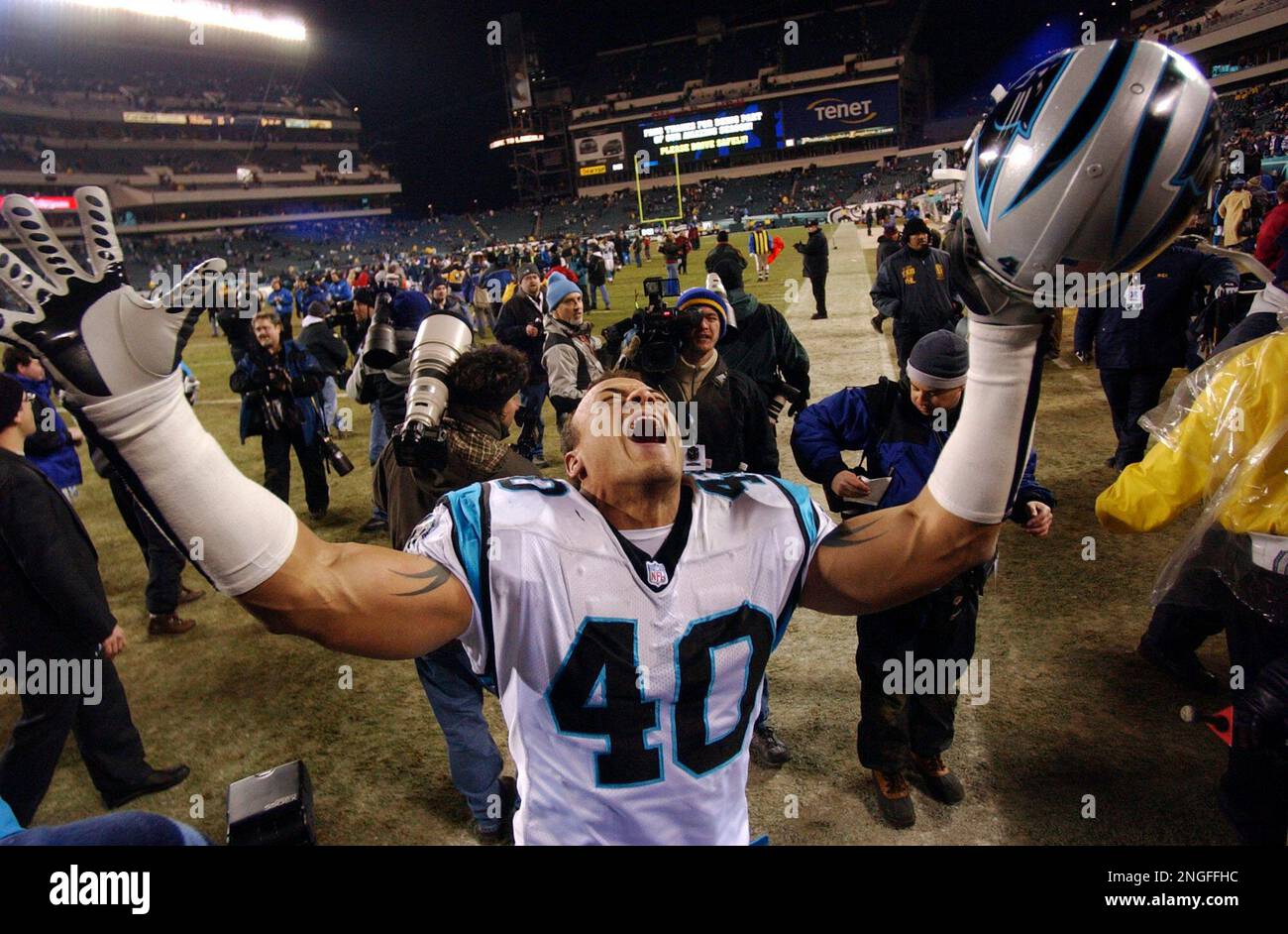 Carolina Panthers' Jarrod Cooper celebrates after defeating the ...