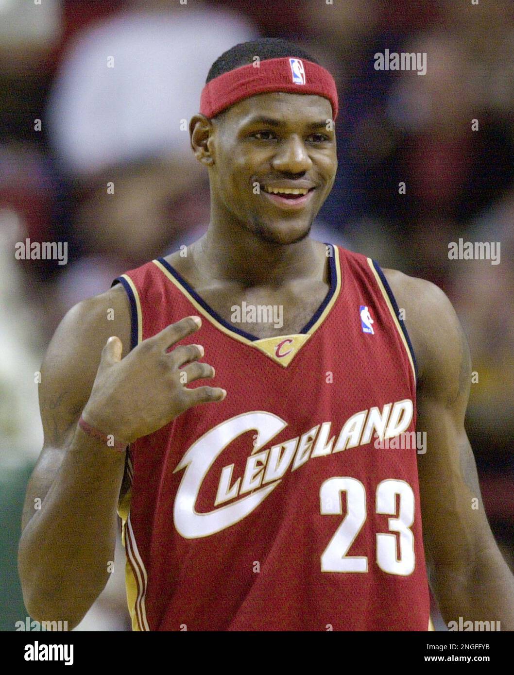 Cleveland Cavaliers' LeBron James smiles before the game against the ...