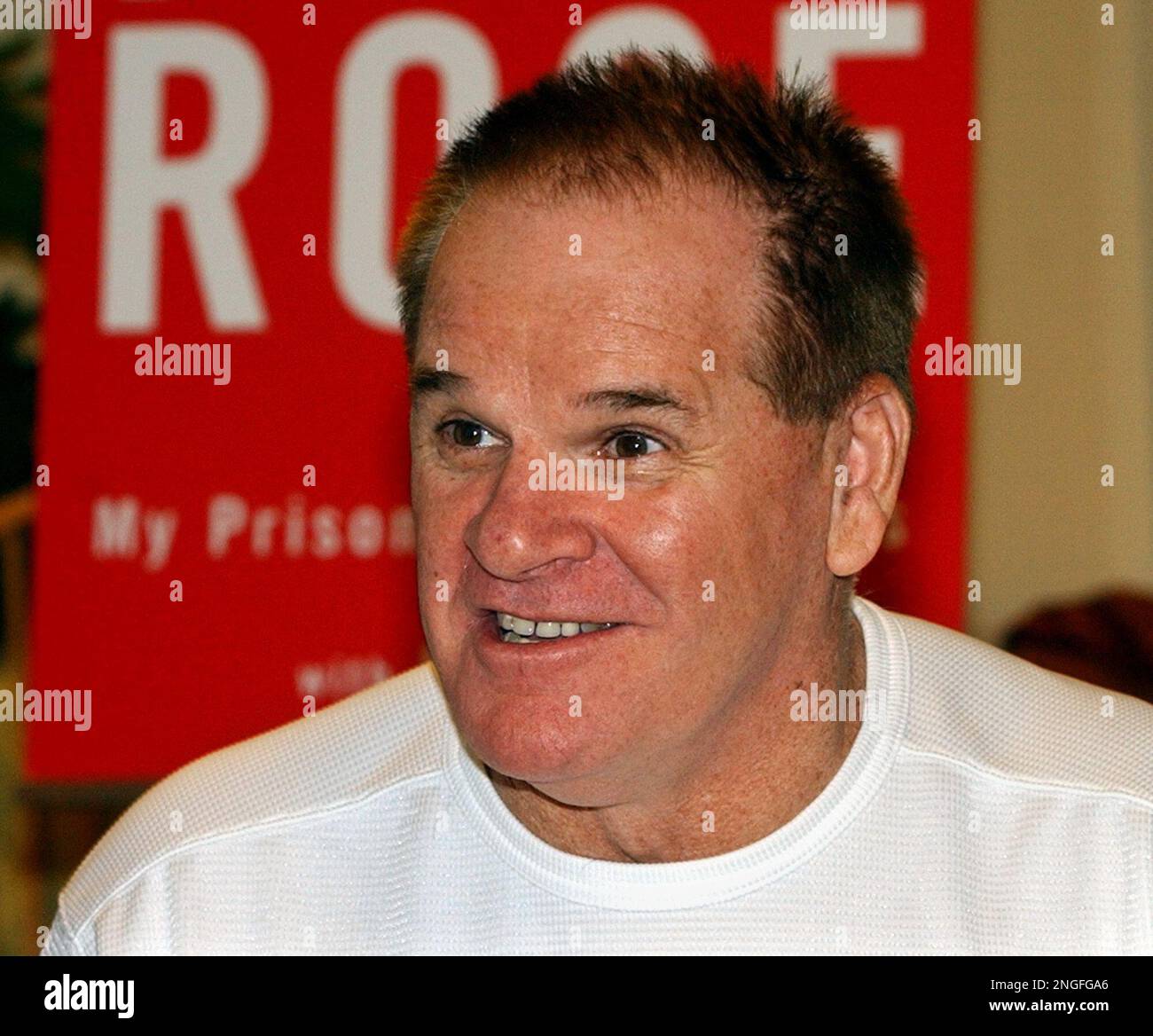Pete Rose is shown at the book signing for his book "My Prison Without ...