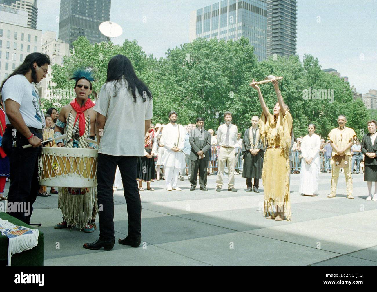 Delphine Red Shirt from Guilford, Conn., of the Sioux tribe, conducts ...