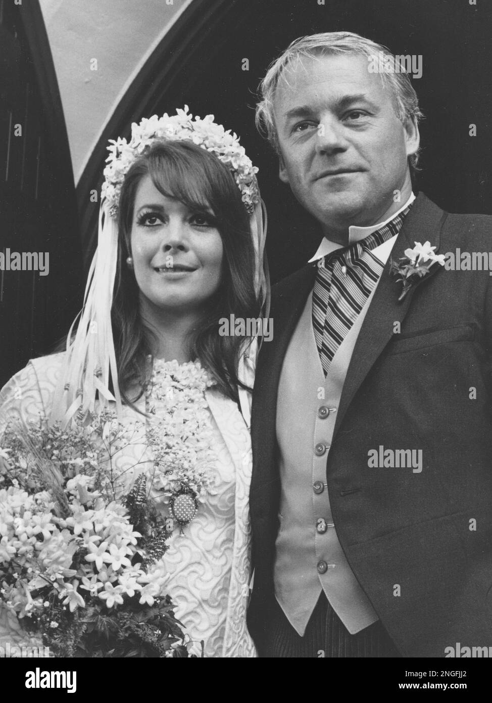 Actress Natalie Wood poses with her husband, British producer Richard ...