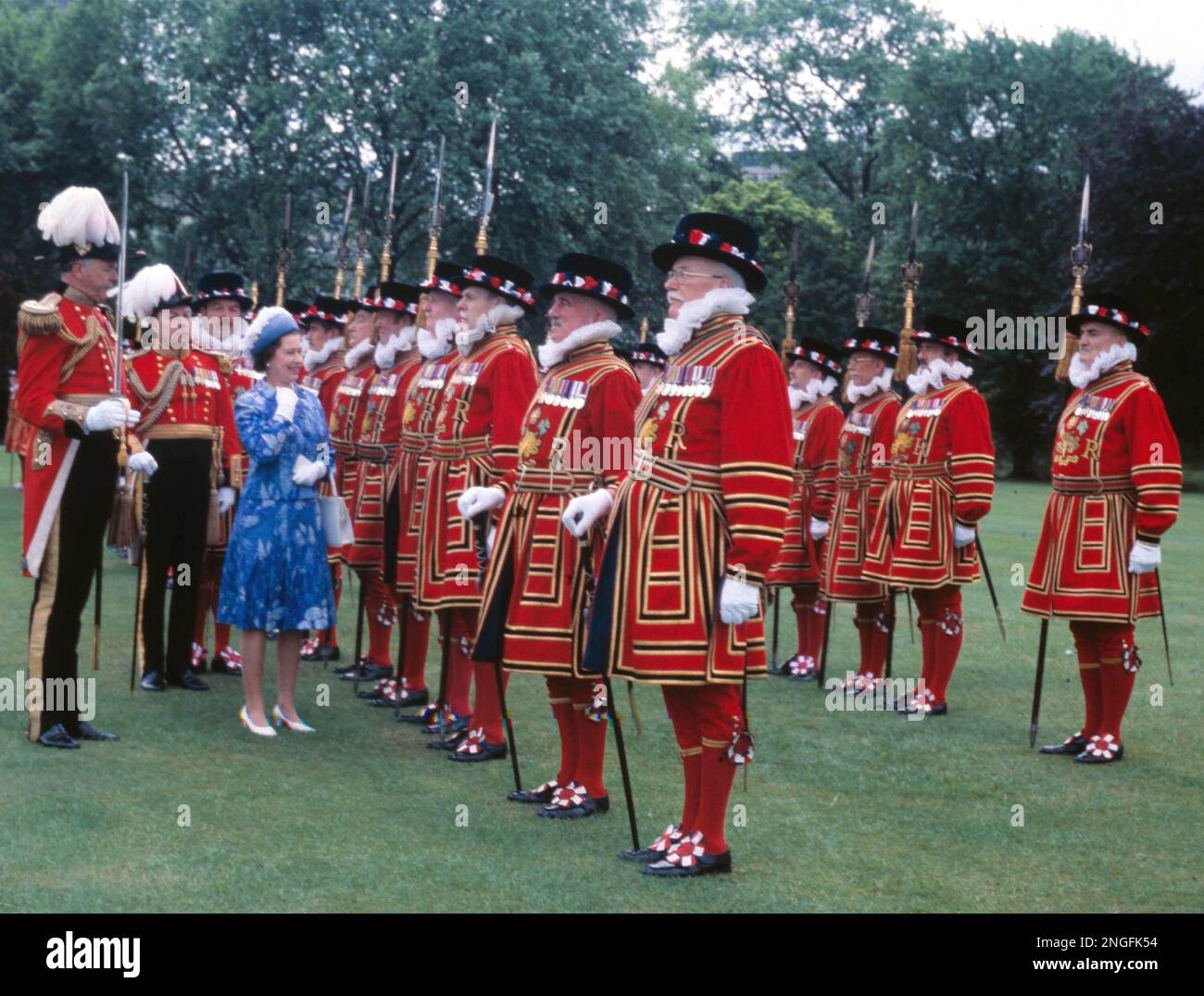 Britain's Queen Elizabeth II, reviews her Yeoman of the Guard, the ...