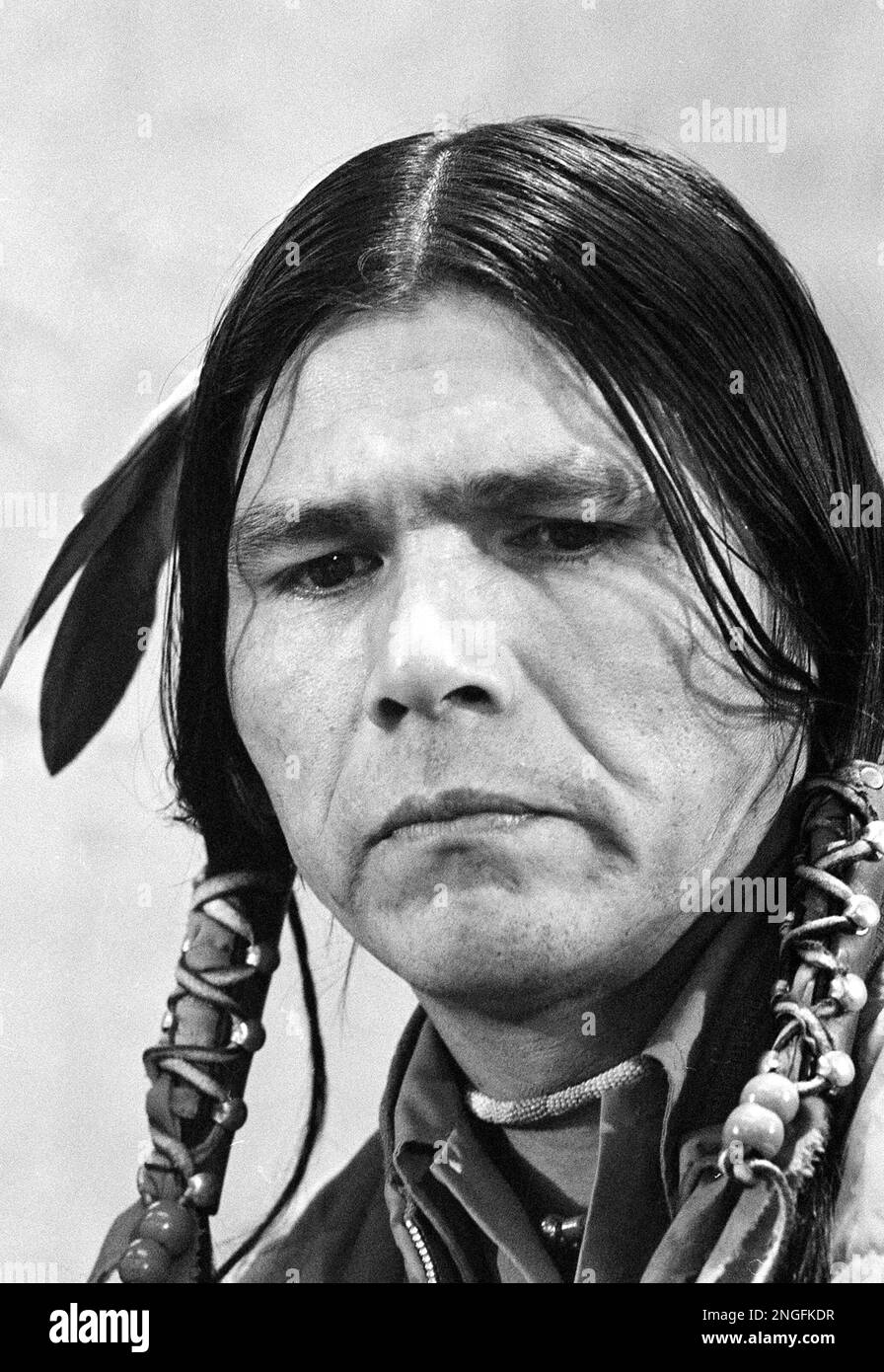 Dennis Banks, leader of the Native American Indian Movement, is shown ...