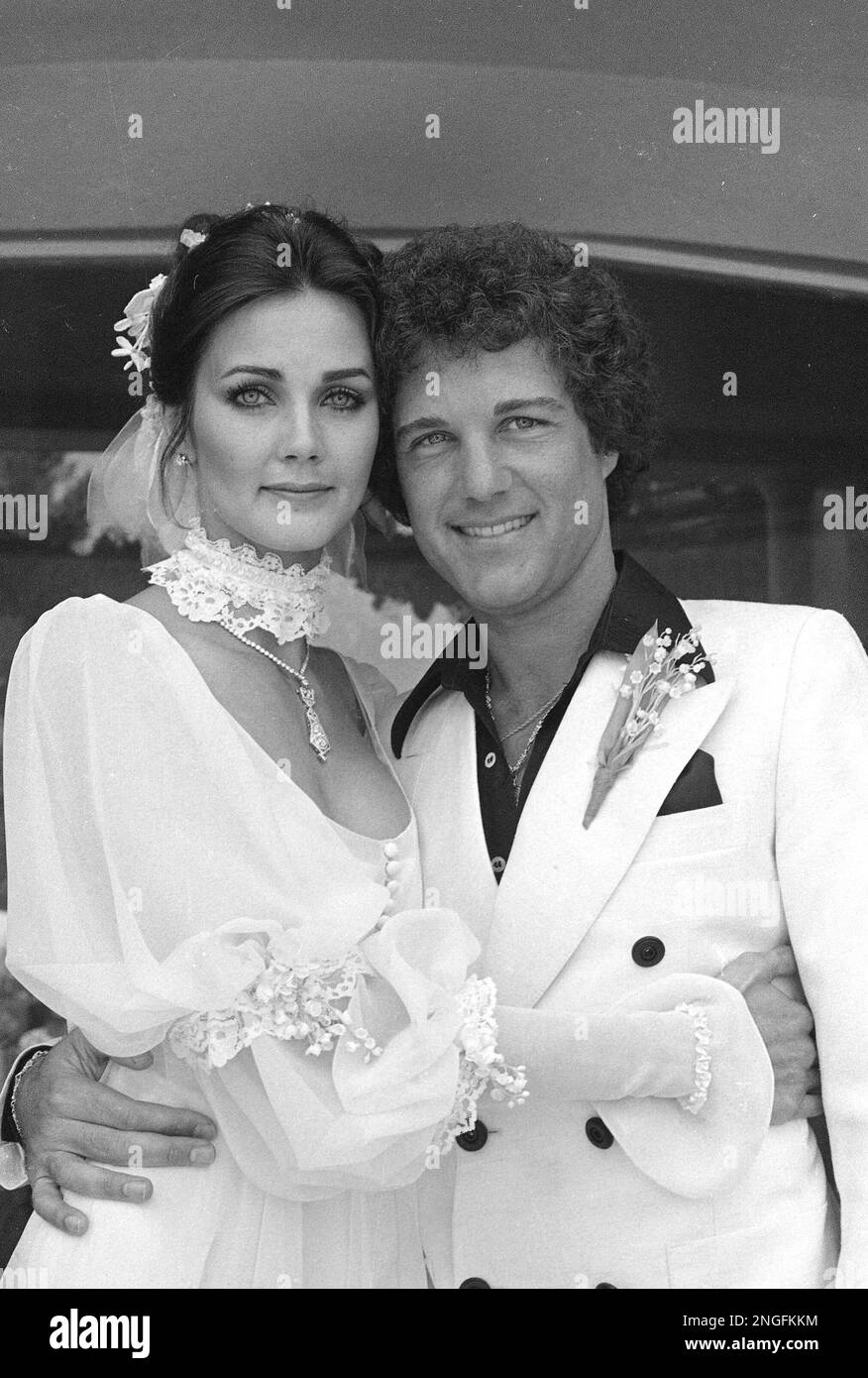 Actress Lynda Carter poses with her husband, Hollywood producer and manager Ron Samuels ...