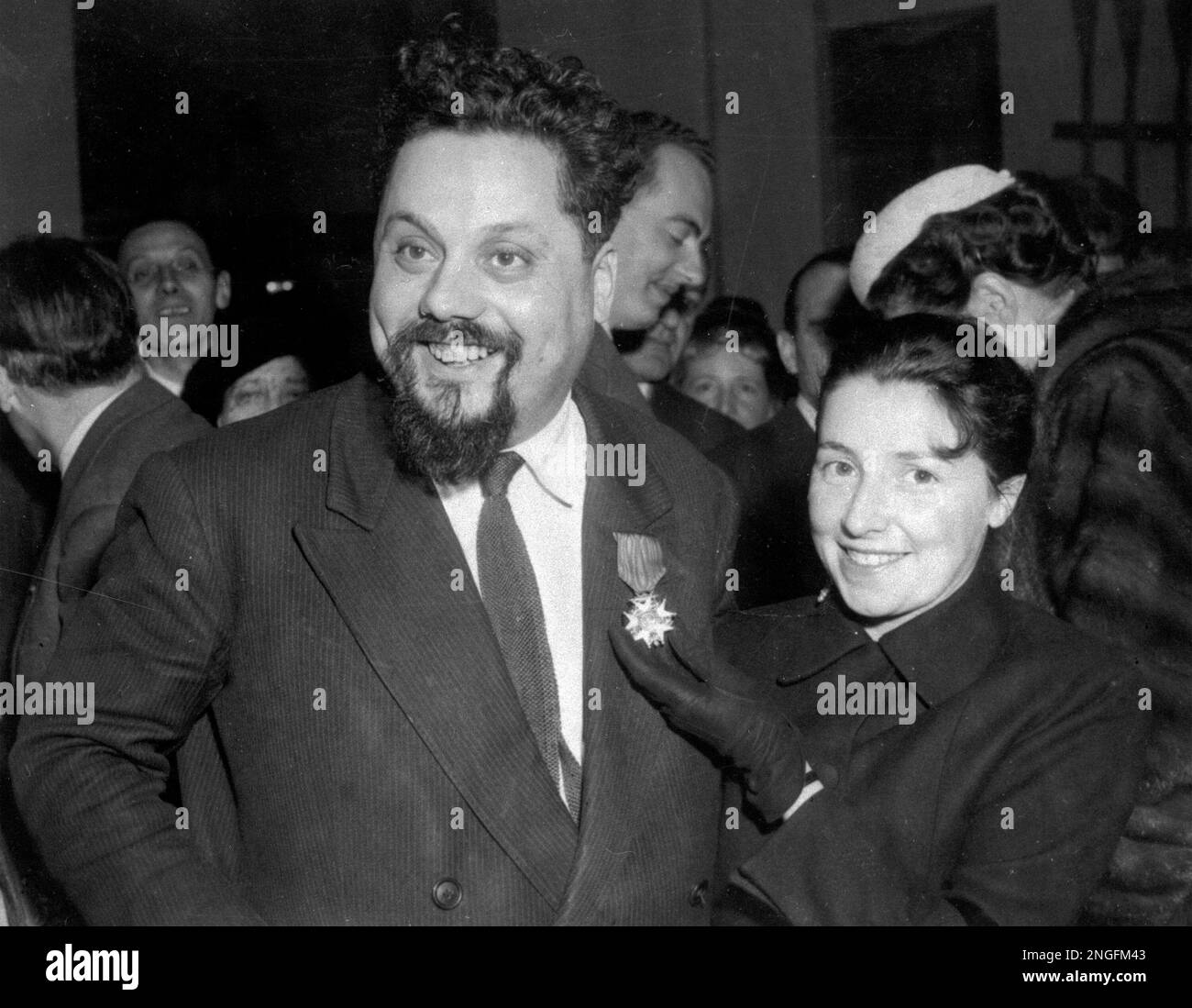 Dr. Alain Bombard with his wife at the Naval Museum in Paris, France ...