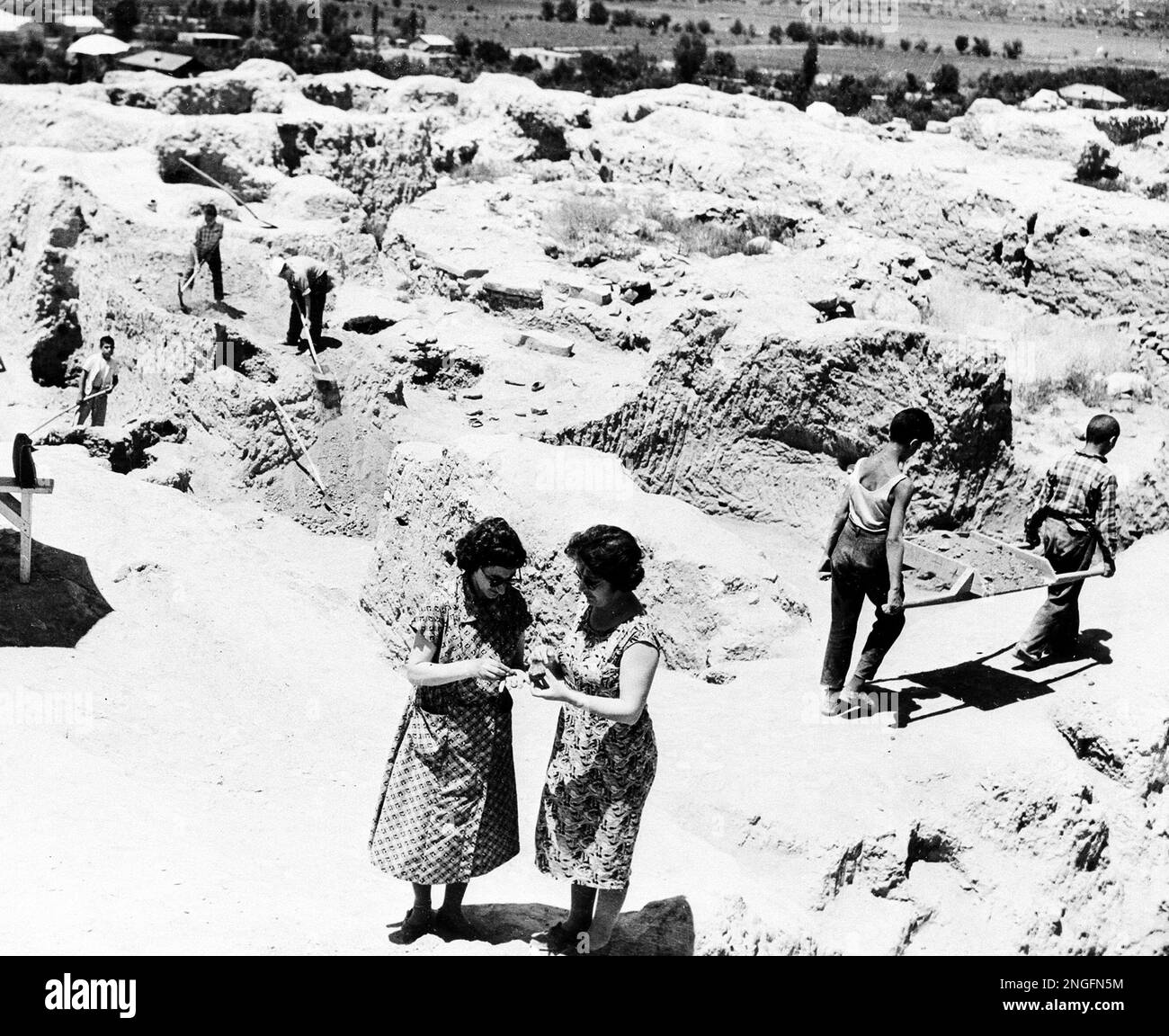 Archaeological excavations dot the site of the ancient city of Dvin ...