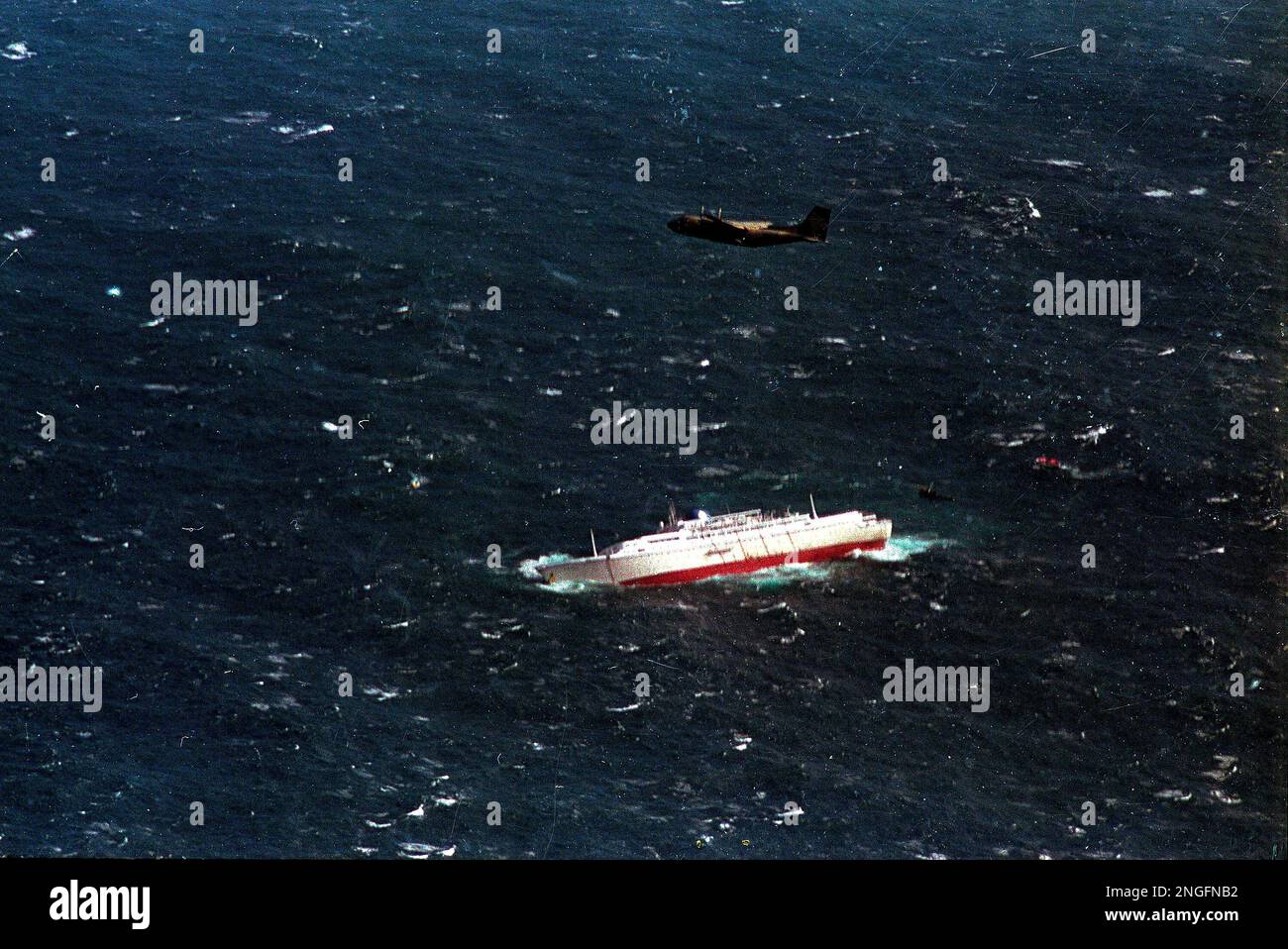 The 14,000-tonne Greek cruise ship Oceanos lies sinking off the coast ...