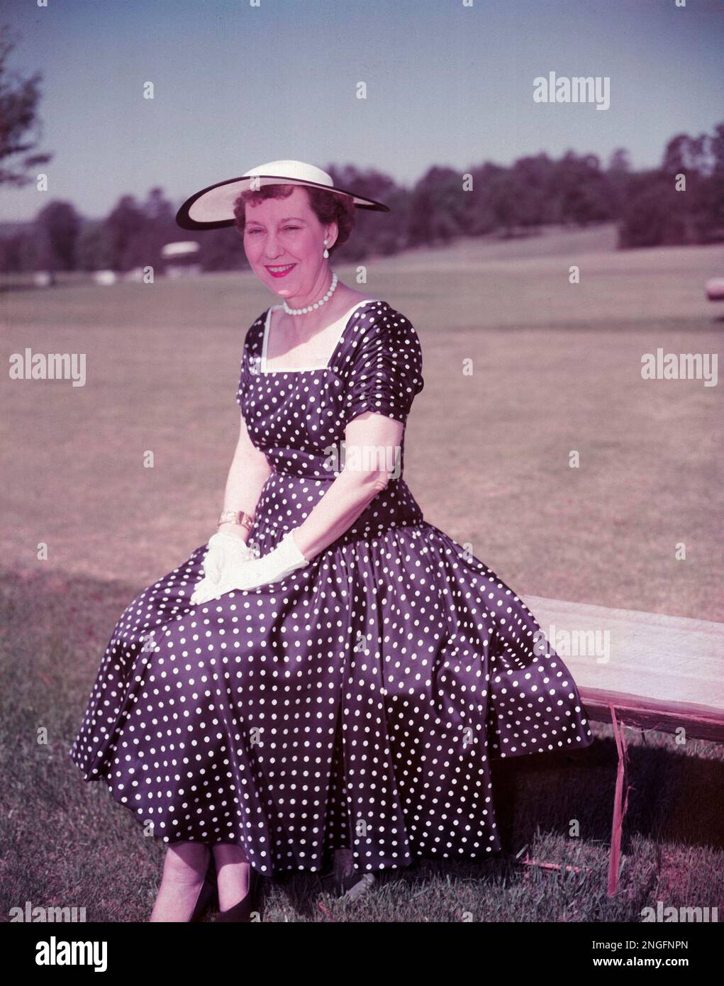 First lady Mamie Eisenhower poses outside the Eisenhower family's farm ...