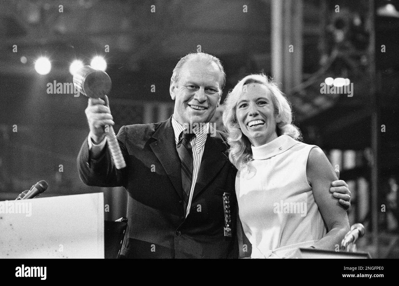 Rep. Gerald R. Ford, R-Mich., holds up the gavel presented to him by ...