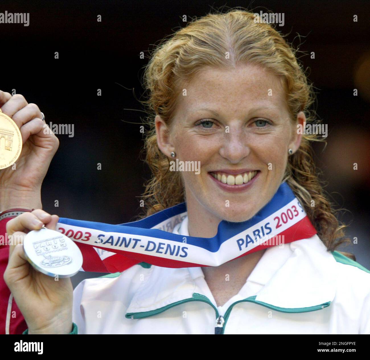 Ireland's Gillian O'Sullivan poses with her silver medal for the Women ...