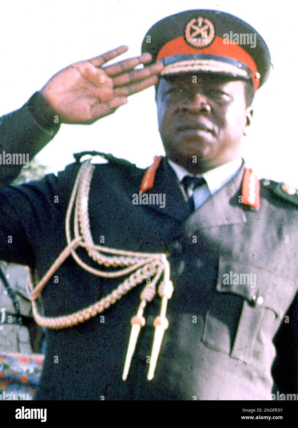 Ugandan Dictator Idi Amin Is Shown Saluting During An Organization Of