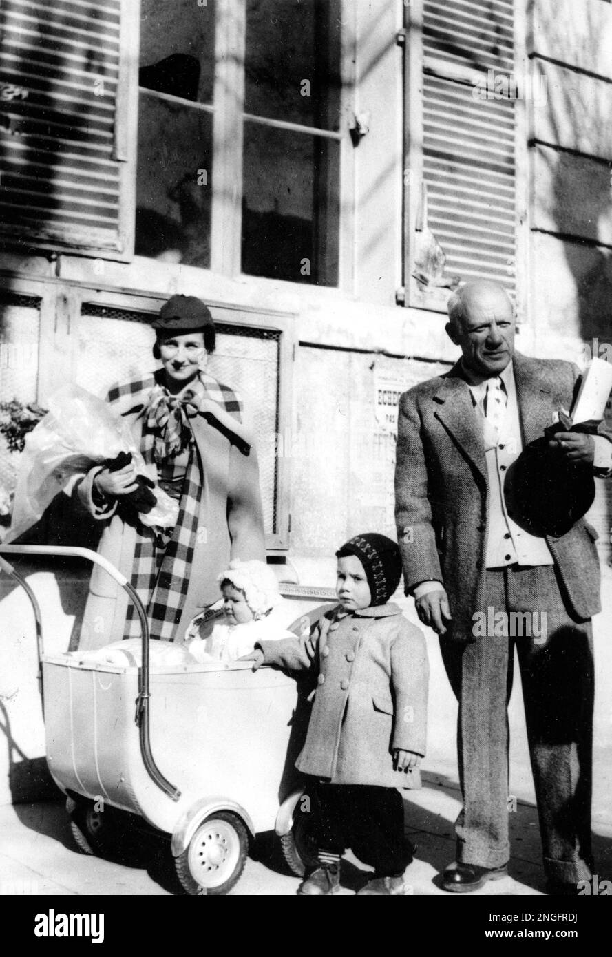 Spanish painter Pablo Picasso holds the scroll making him an honorary ...