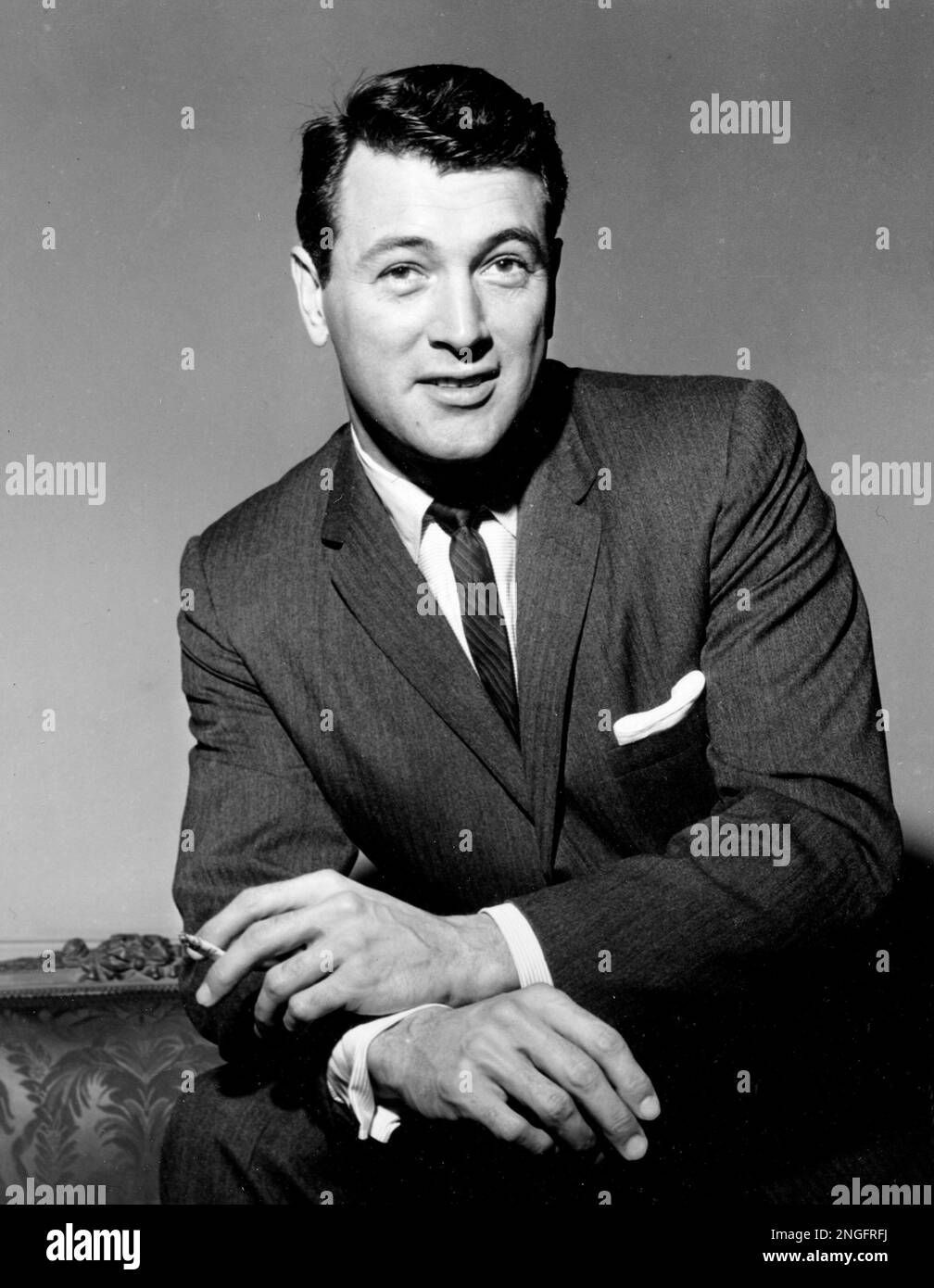 Actor Rock Hudson is shown during a news conference at the Plaza Hotel ...