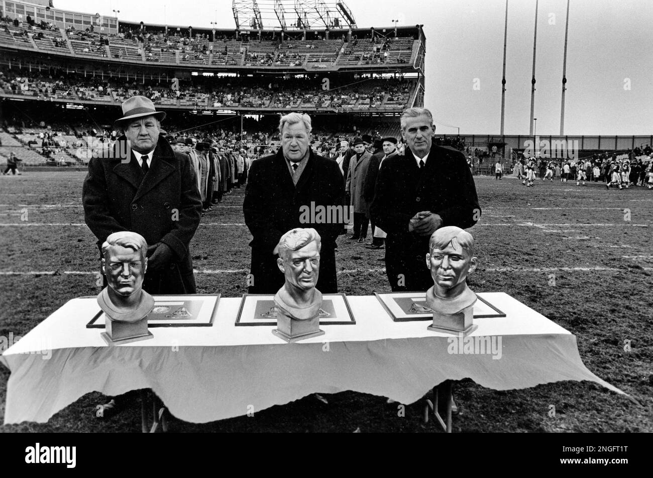 Pro Football Hall of Fame inductees, from left, Bronko Nagurski, Ernie ...