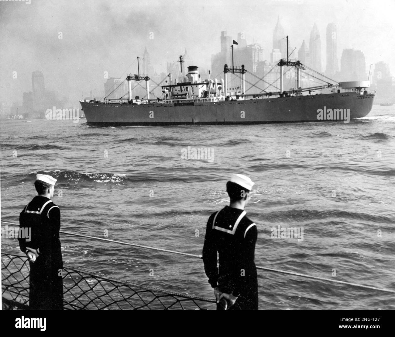 U.S.army transport ship, the Joseph V. Connolly moves into New York ...