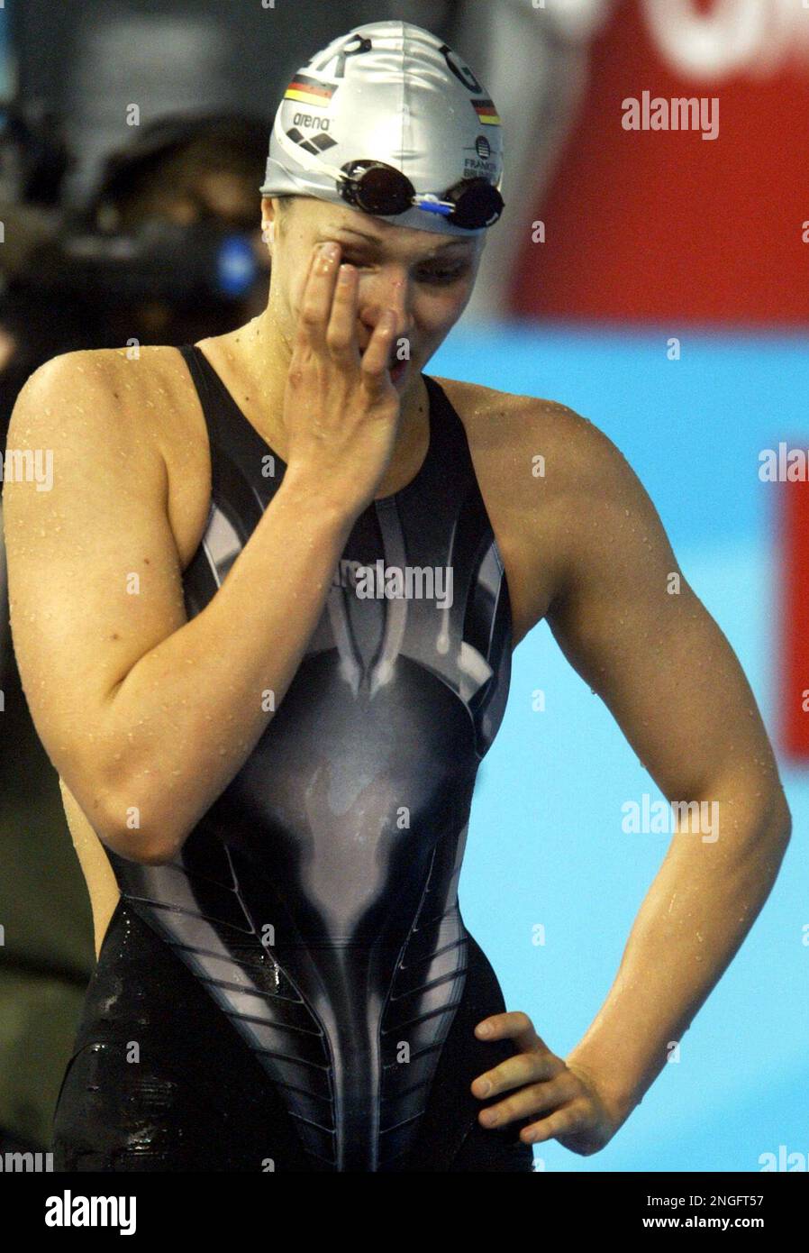 Germany's Hannah Stockbauer reacts after her victory in the women's 400 ...