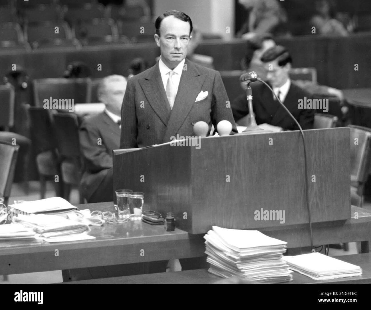 British Attorney General Hartley William Shawcross presents his final ...