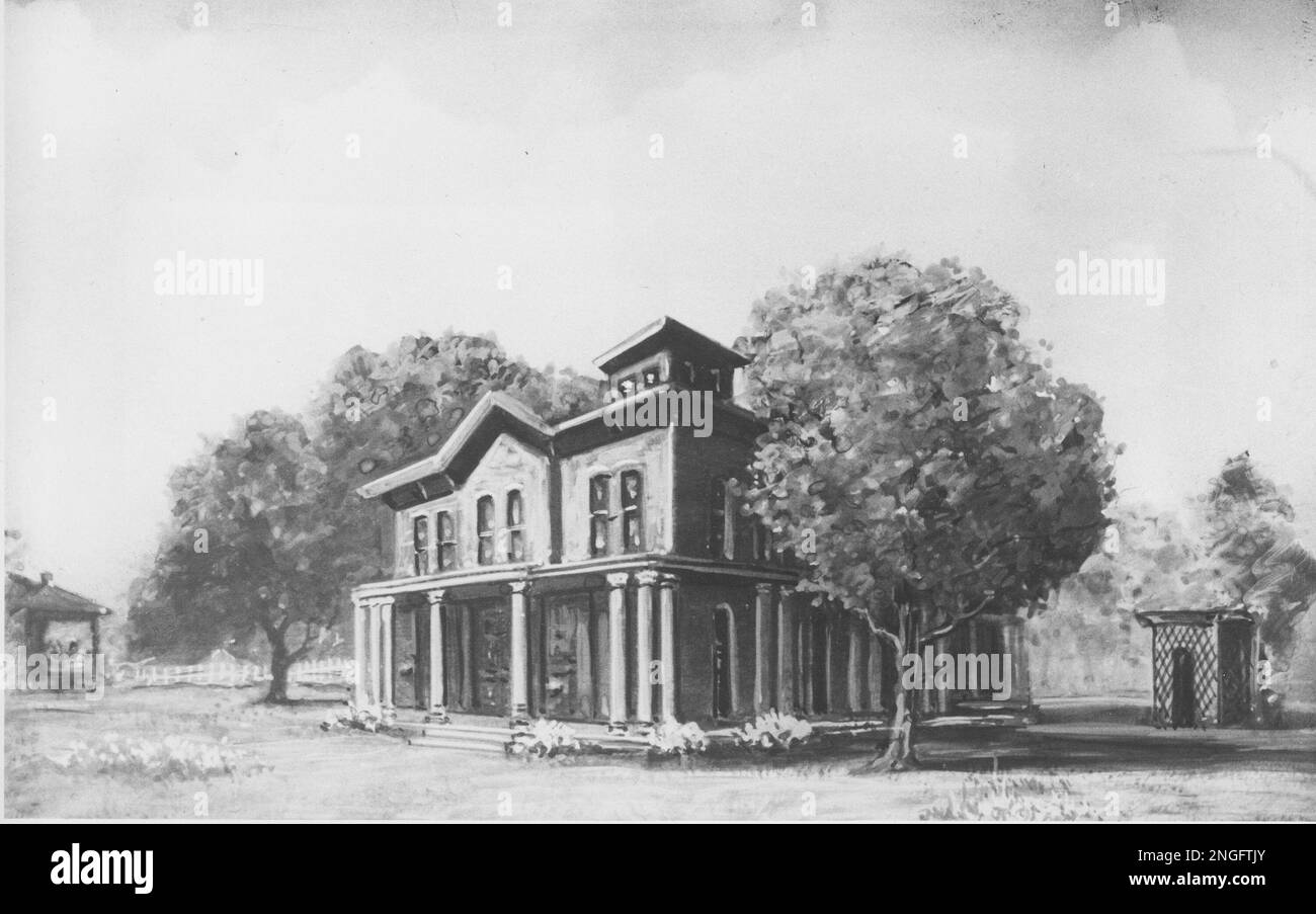 This is a painting of the original Hull House, built by Charles Hull in ...