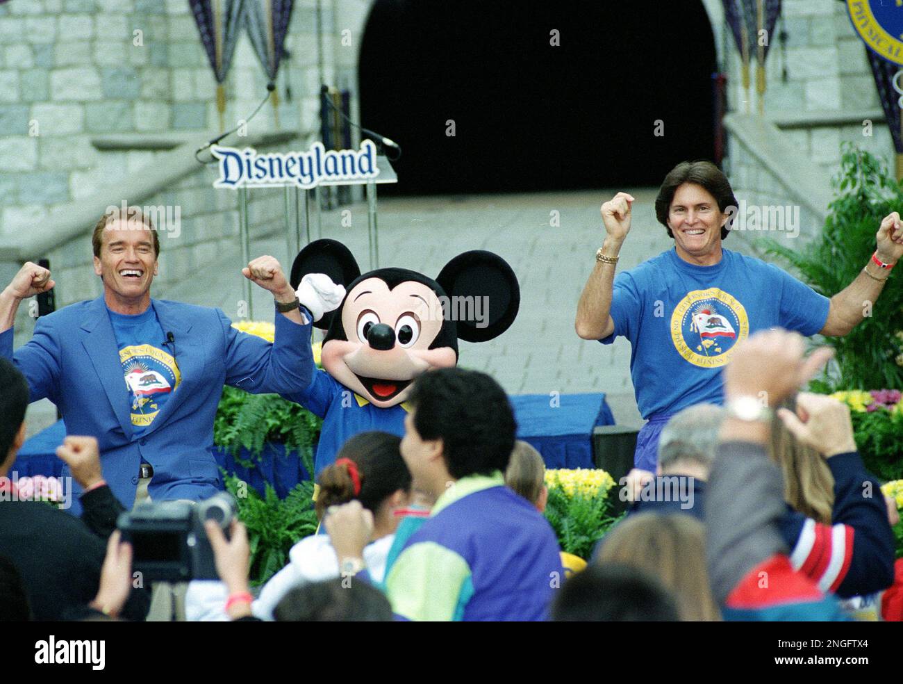 Hollywood action star Arnold Schwarzenegger, left, and former Olympic ...