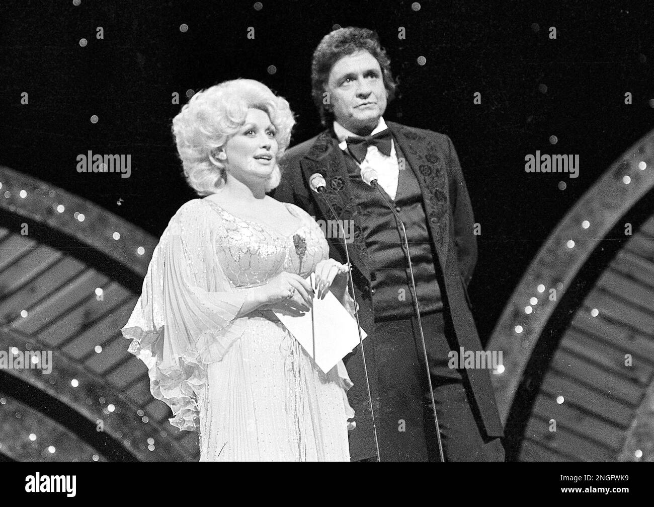 Dolly Parton and Johnny Cash are shown at the Country Music Association ...