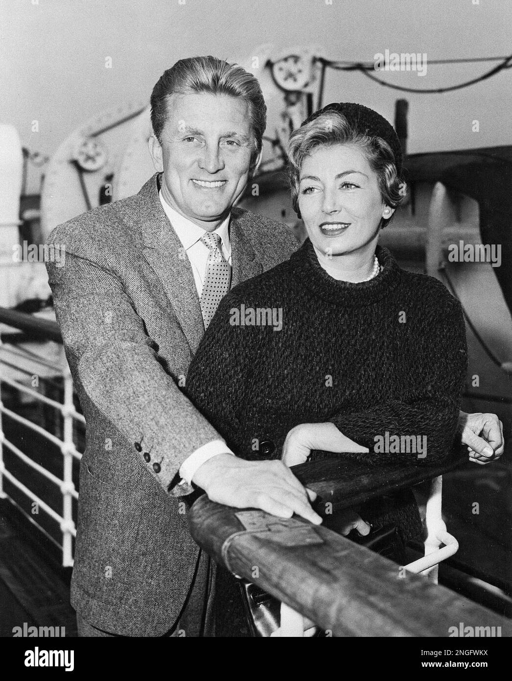 Actor Kirk Douglas and his wife, Anne, arrive from Europe aboard the ...