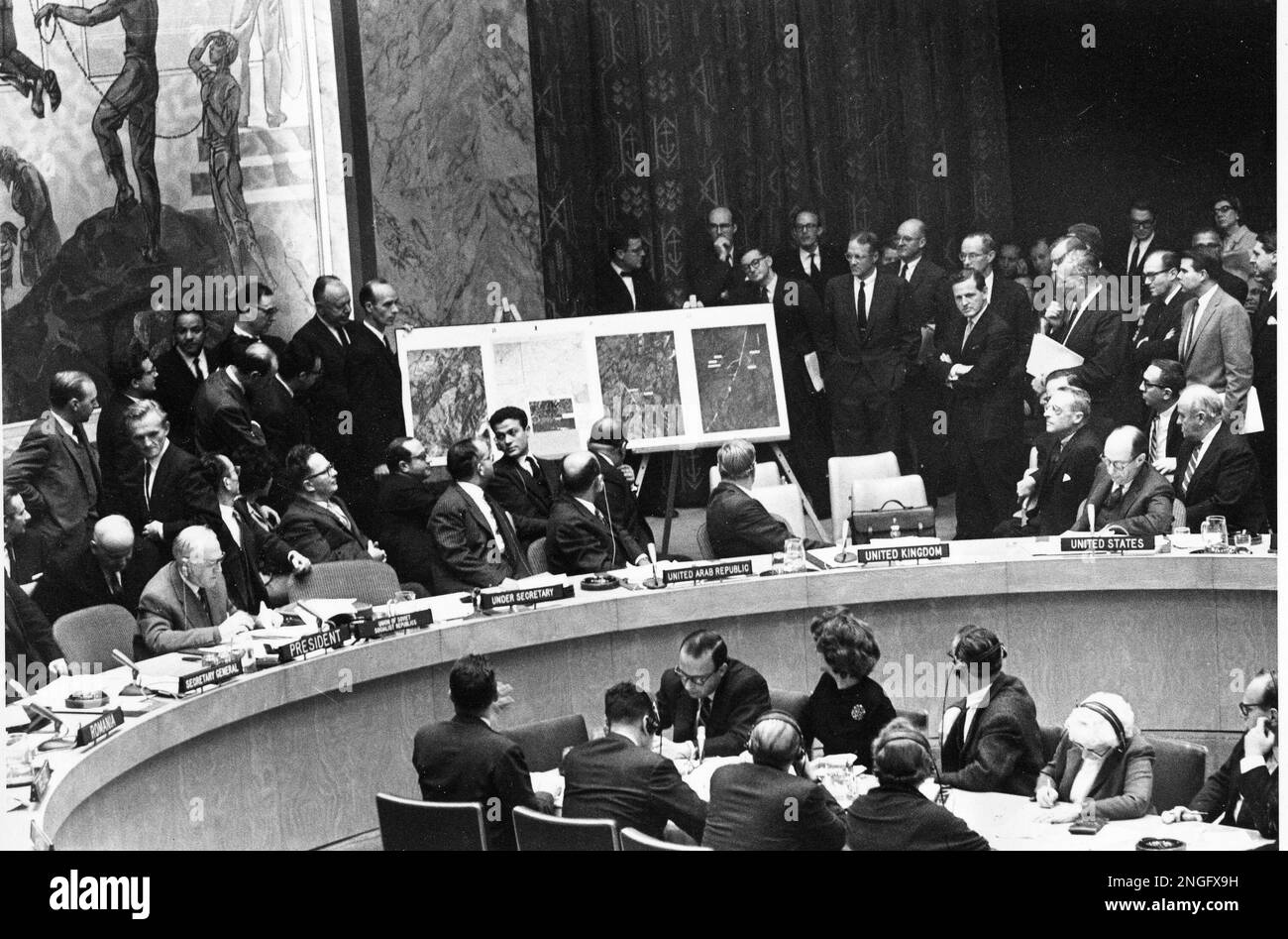 U.S. Ambassador to the United Nations, Adlai Stevenson, second from ...