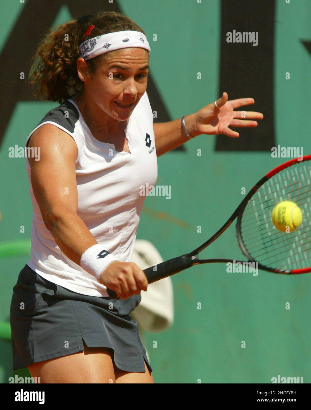 Spain's Virginia Ruano Pascual returns the ball to Japan's Ai Sugiyama ...