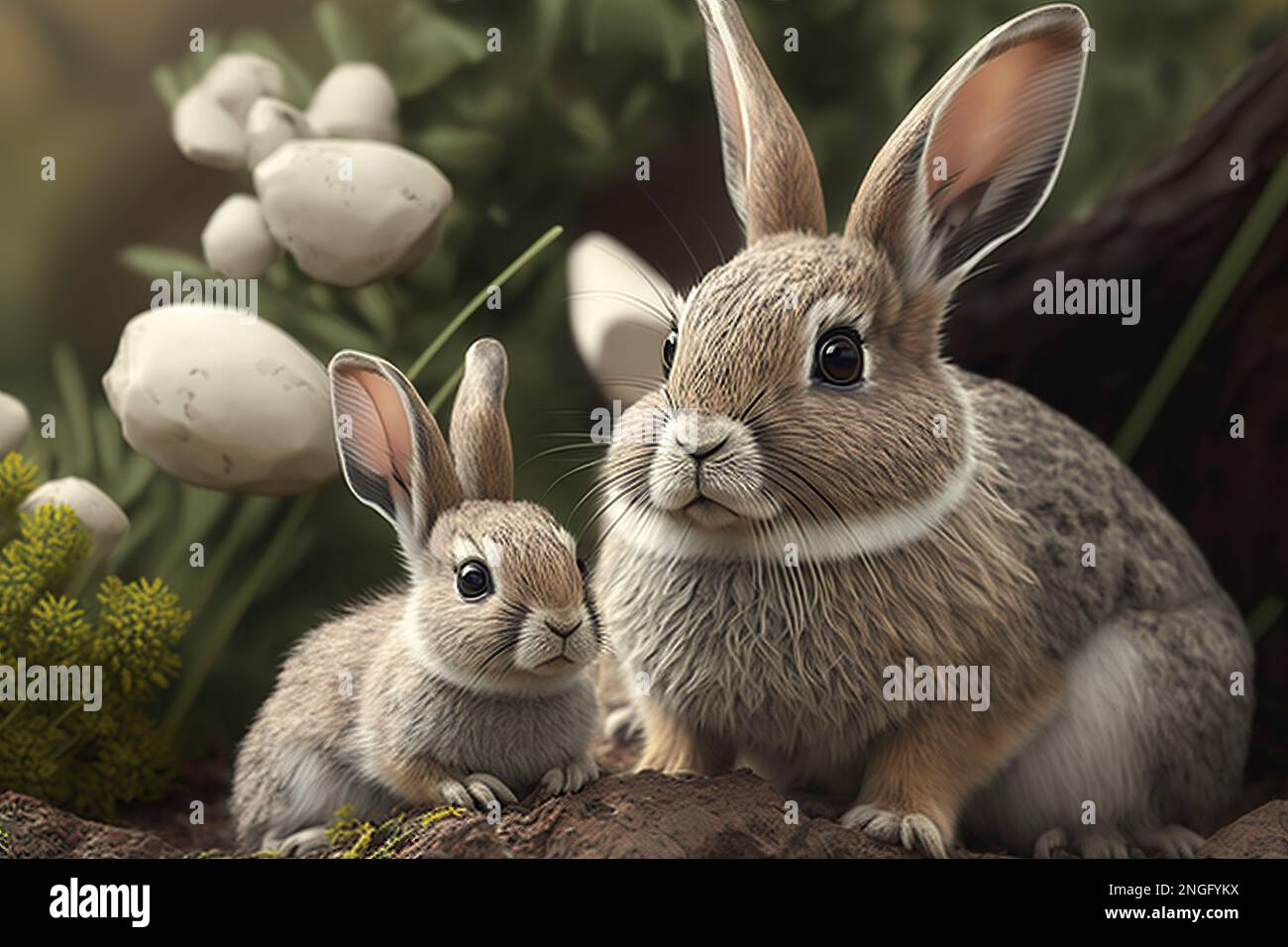 Mother rabbit and white cub hi-res stock photography and images - Alamy