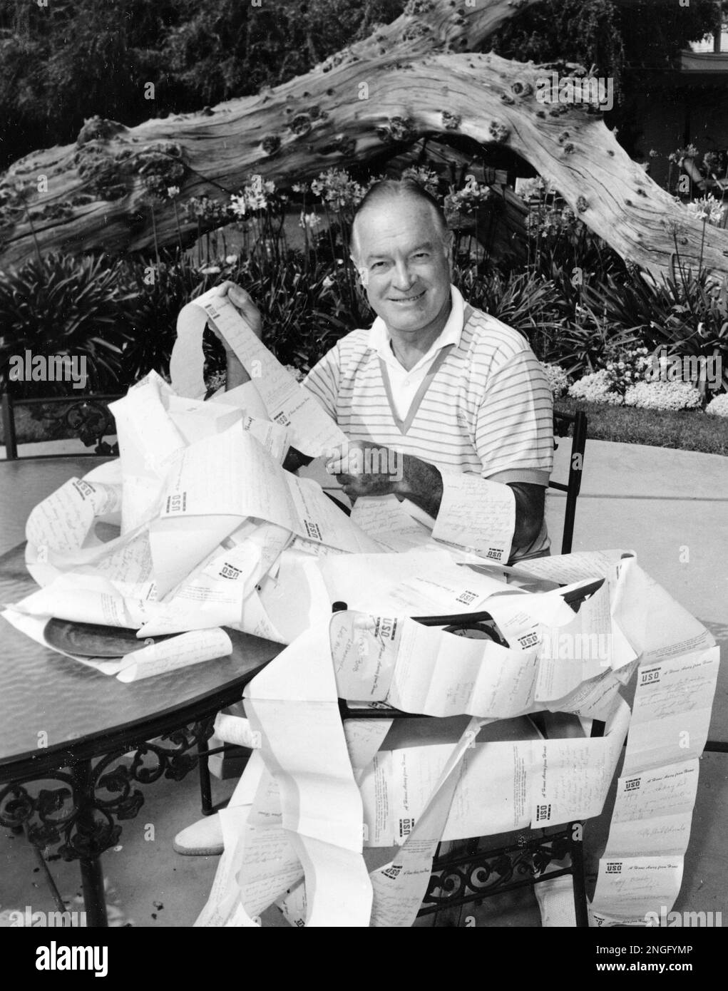 Comedian Bob Hope Reads An Eighty Foot Letter And Birthday Greeting From Gis In Vietnam On His