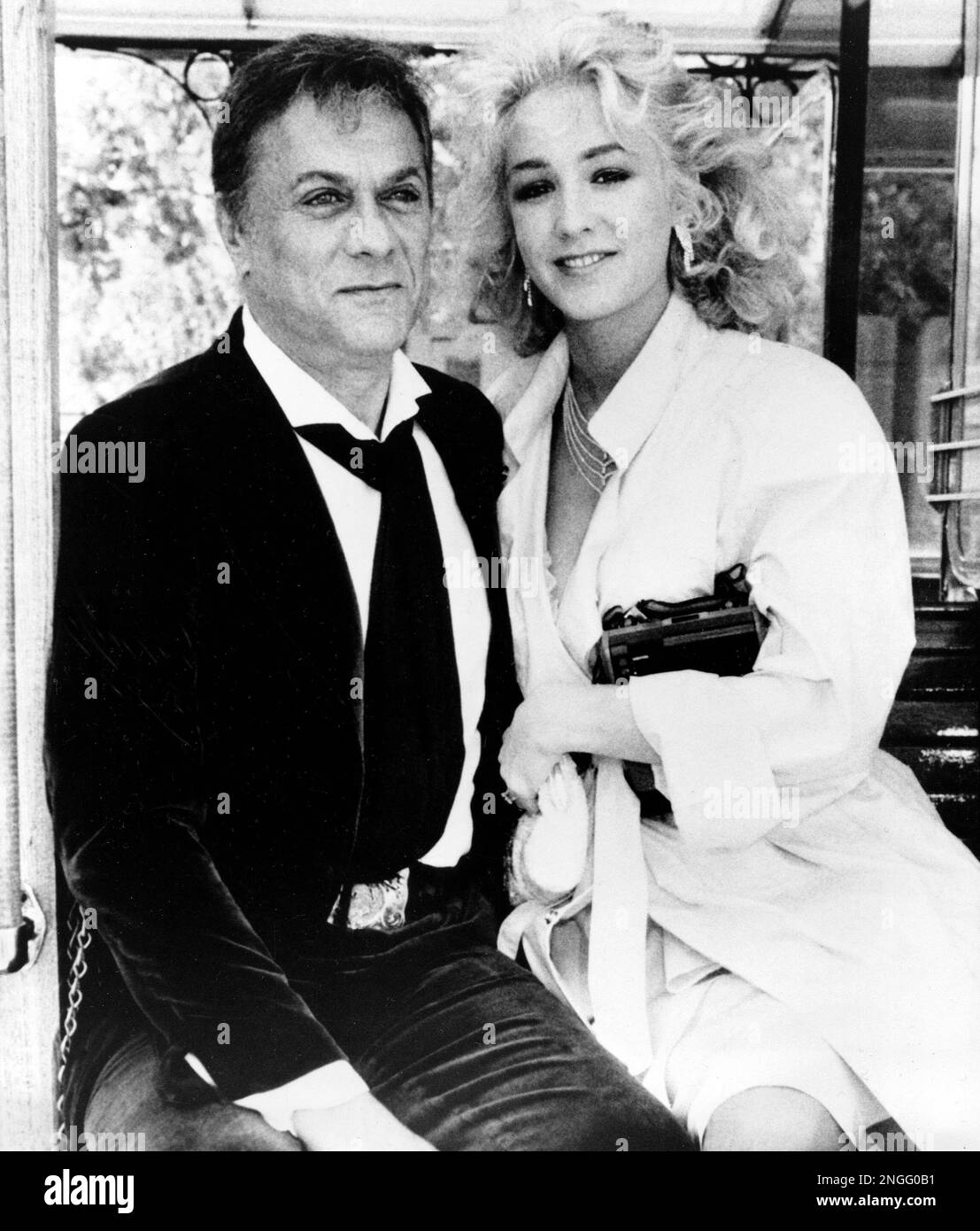 Actor Tony Curtis and his new bride, actress Andrea Savio, pose at ...