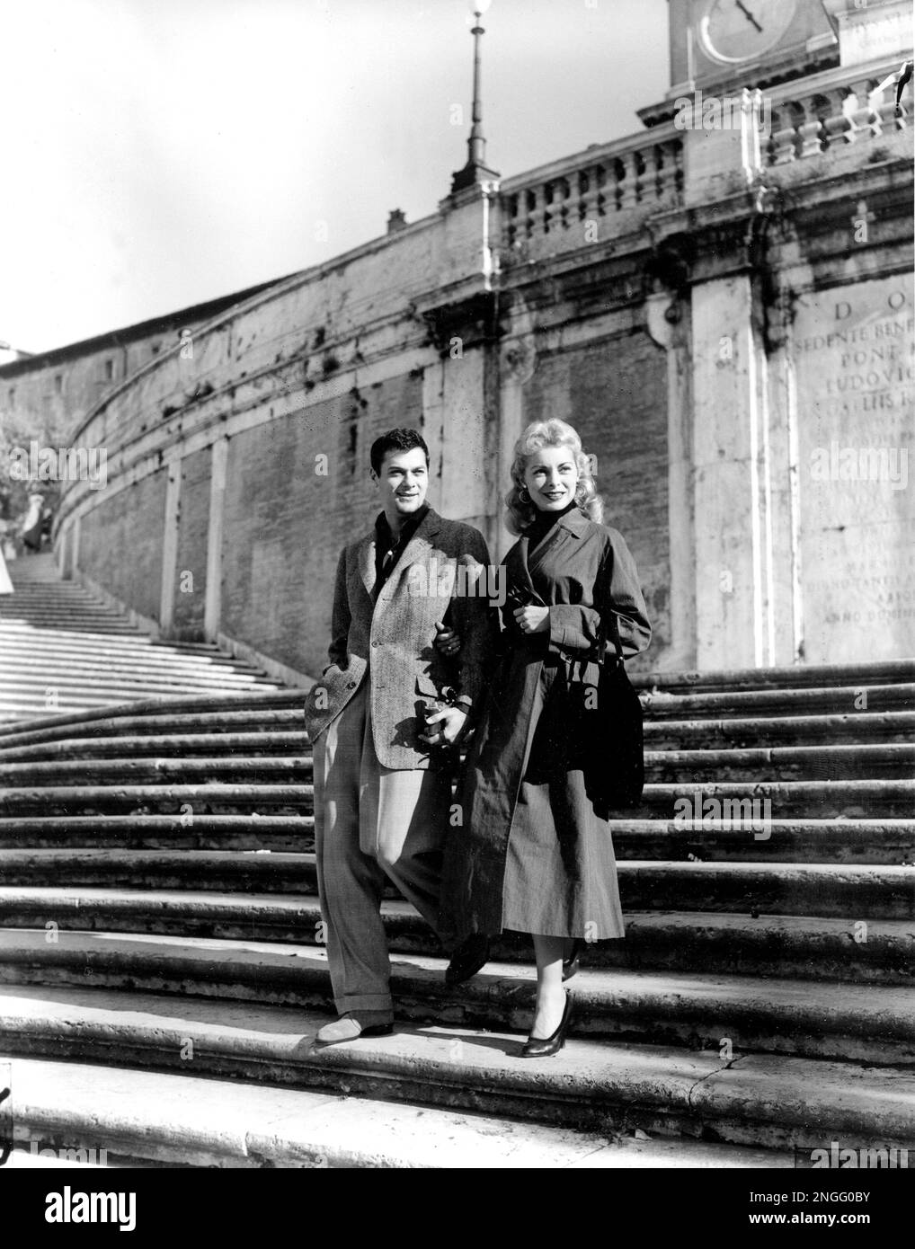 Tony Curtis and Janet Leigh visit the Spanish Steps in Rome, Italy, Dec ...