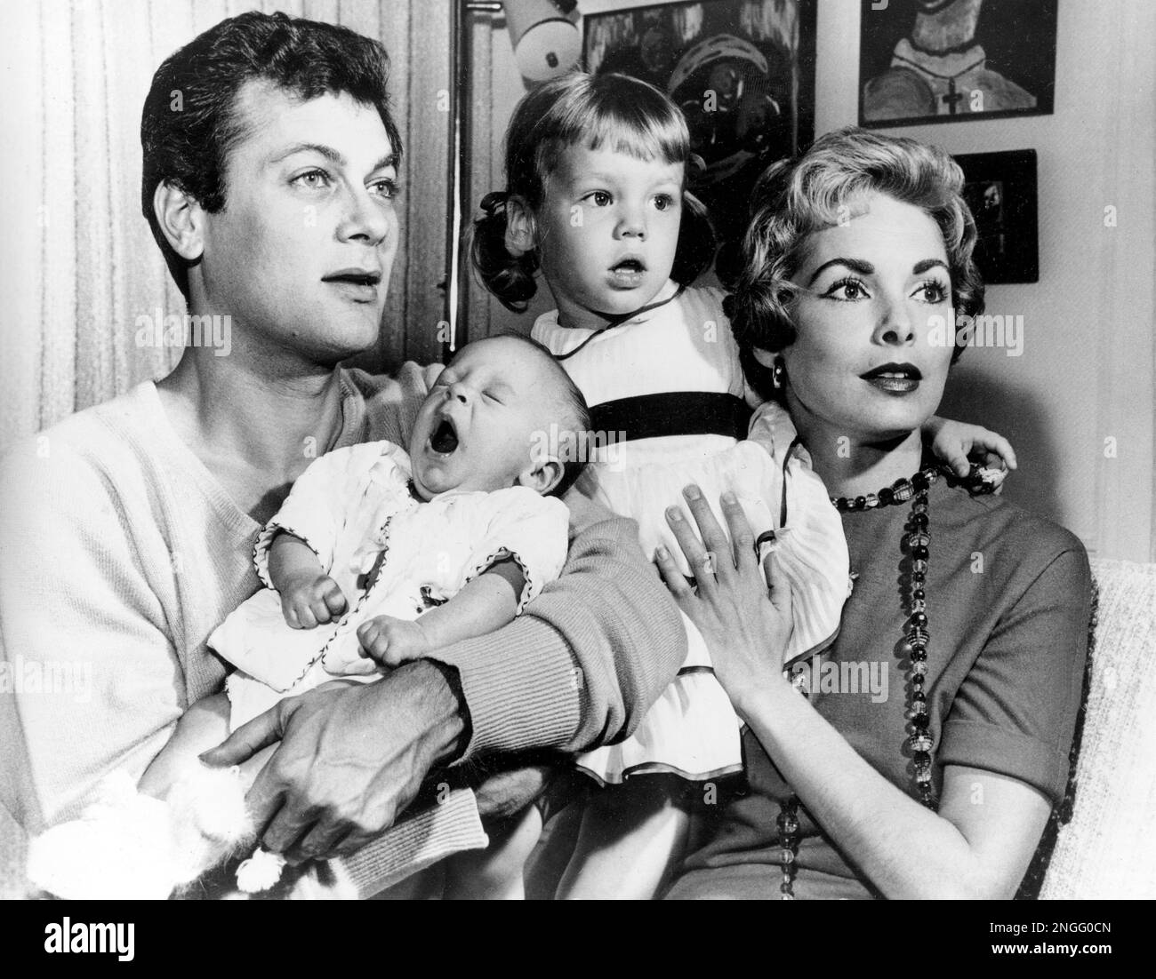 Tony Curtis and Janet Leigh are shown with their daughters Kelly, 2 1/2 ...