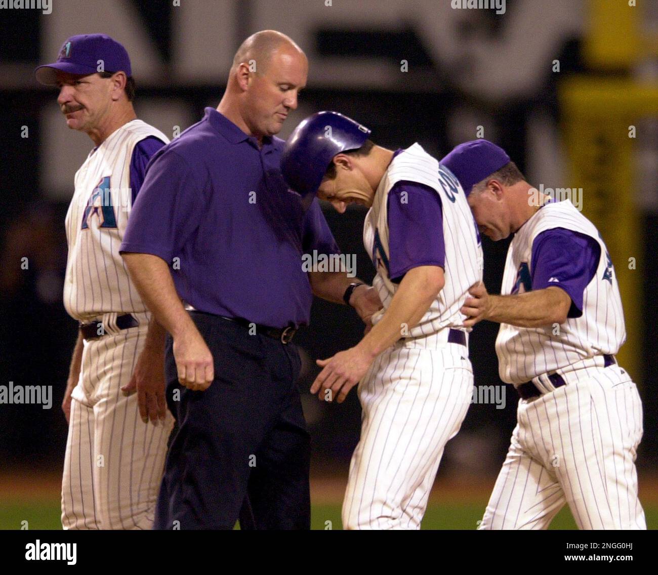 Arizona Diamondbacks shortstop Craig Counsell, third from left, is ...