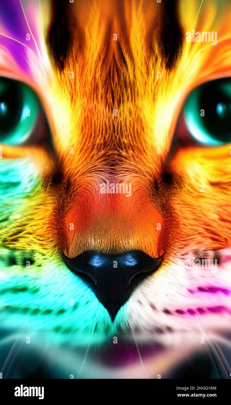 Colorful cat drawing hi-res stock photography and images - Alamy