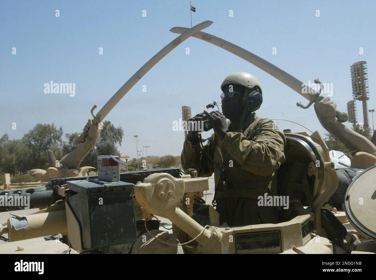 Tank commander, Staff Sgt. Dell Sargent from St Louis, Mo., of the 2nd ...