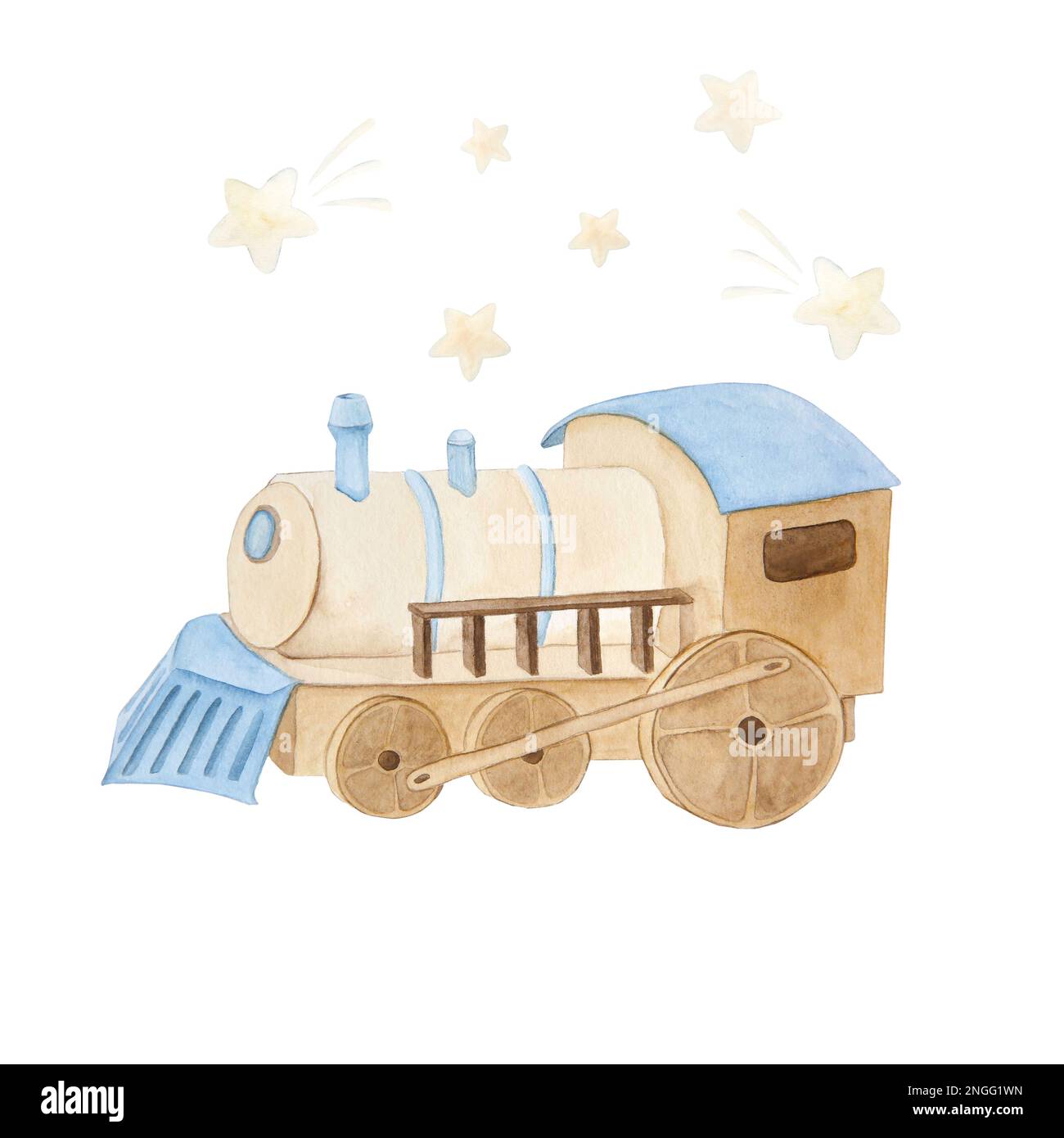 Watercolor illustration of vintage cute fairy tale children's toy ...