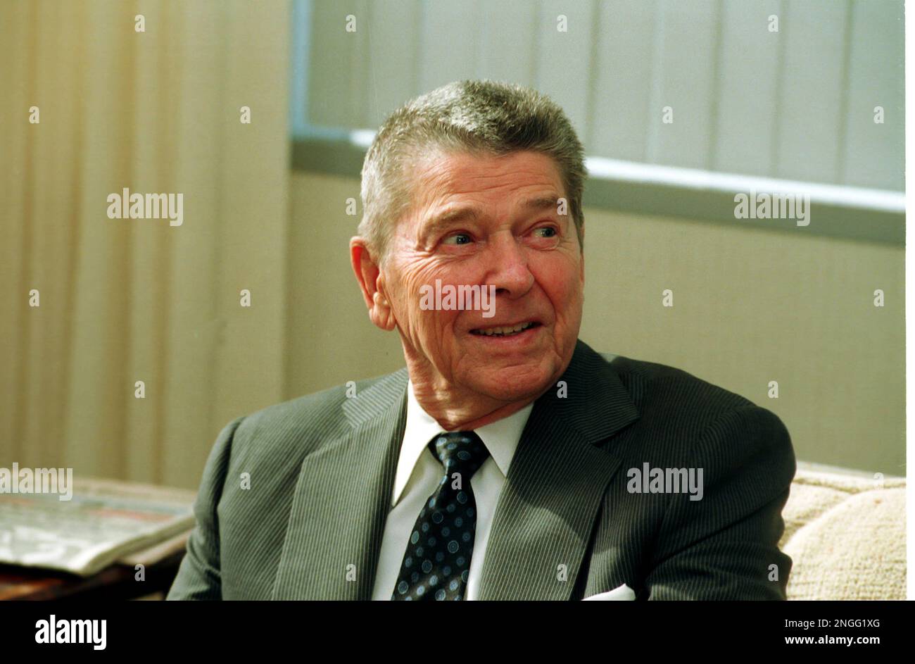 Former President Ronald Reagan is seen in his office in Los Angeles, on ...