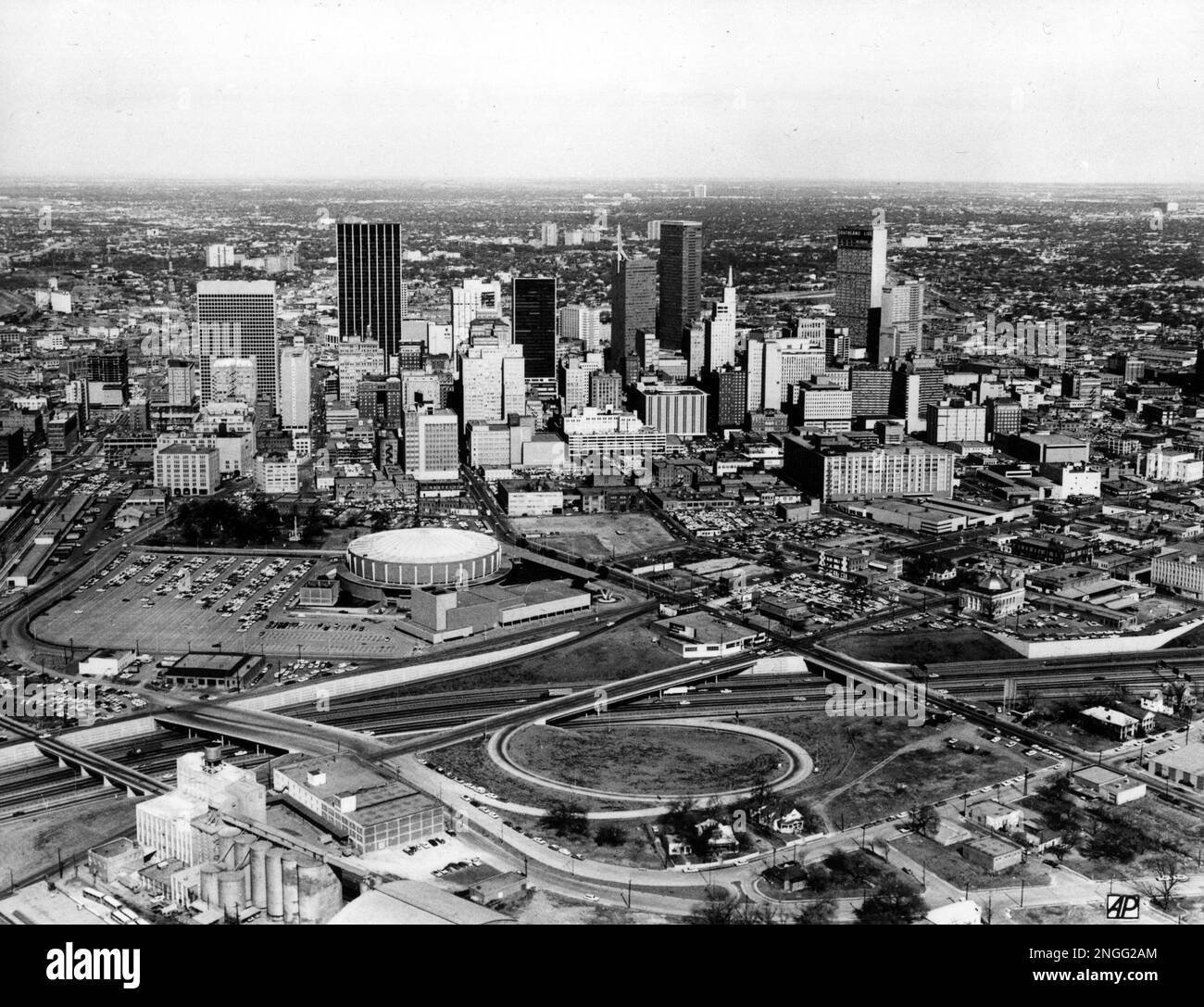 This is an aerial view of the skyline of Dallas, Texas, in September ...