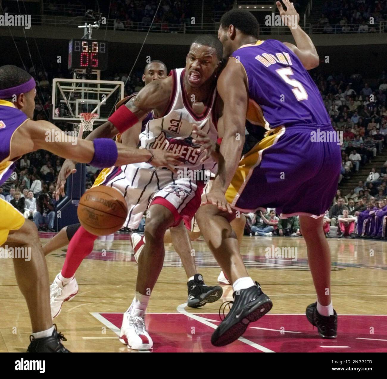 Houston Rockets guard Steve Francis (3) has the ball stripped from him ...