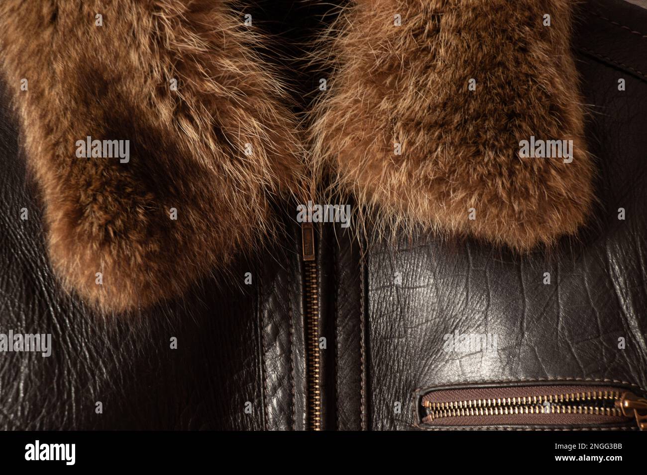 Black leather and fur jacket hi-res stock photography and images - Alamy