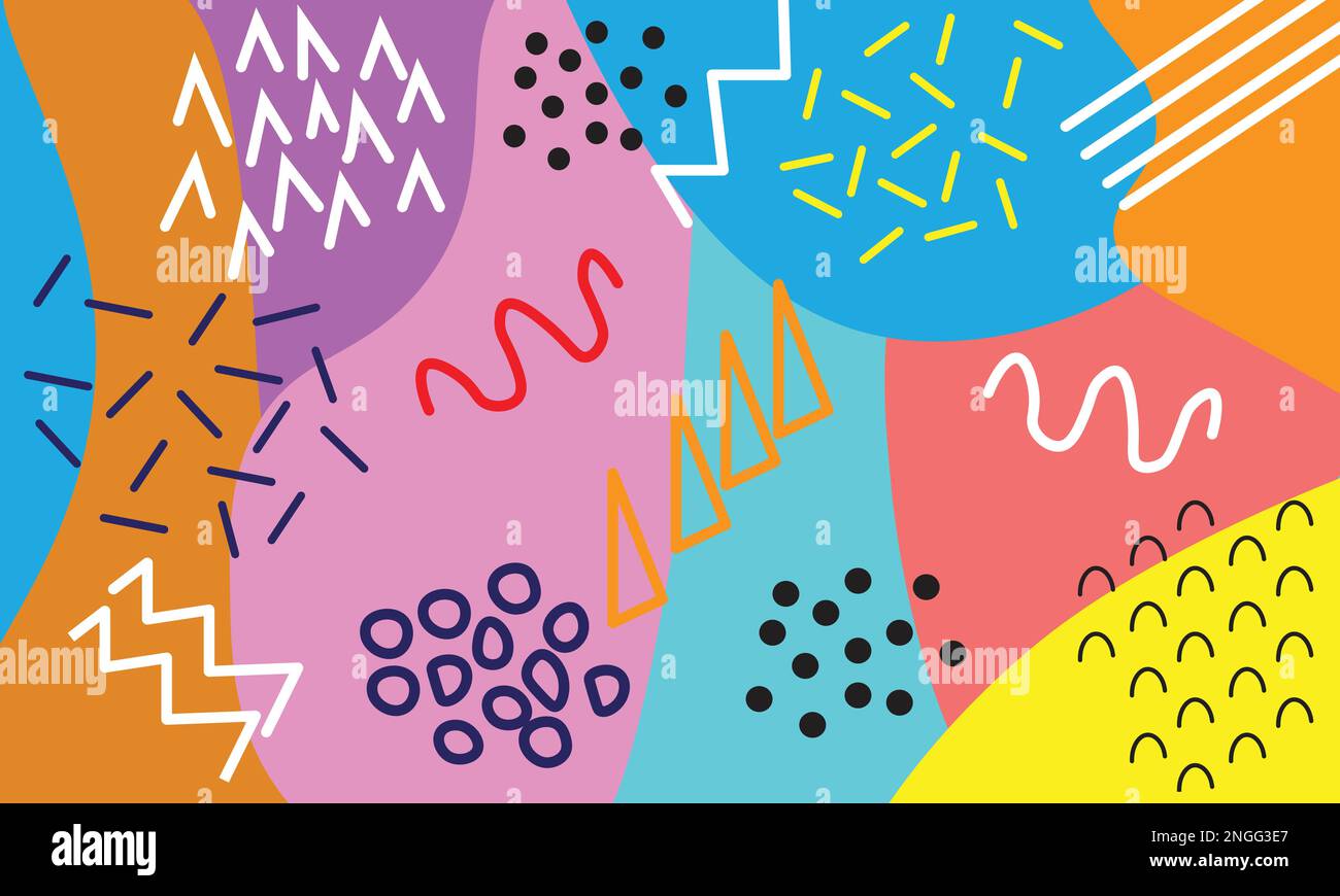 Creative doodle art header with different shapes and textures Stock ...