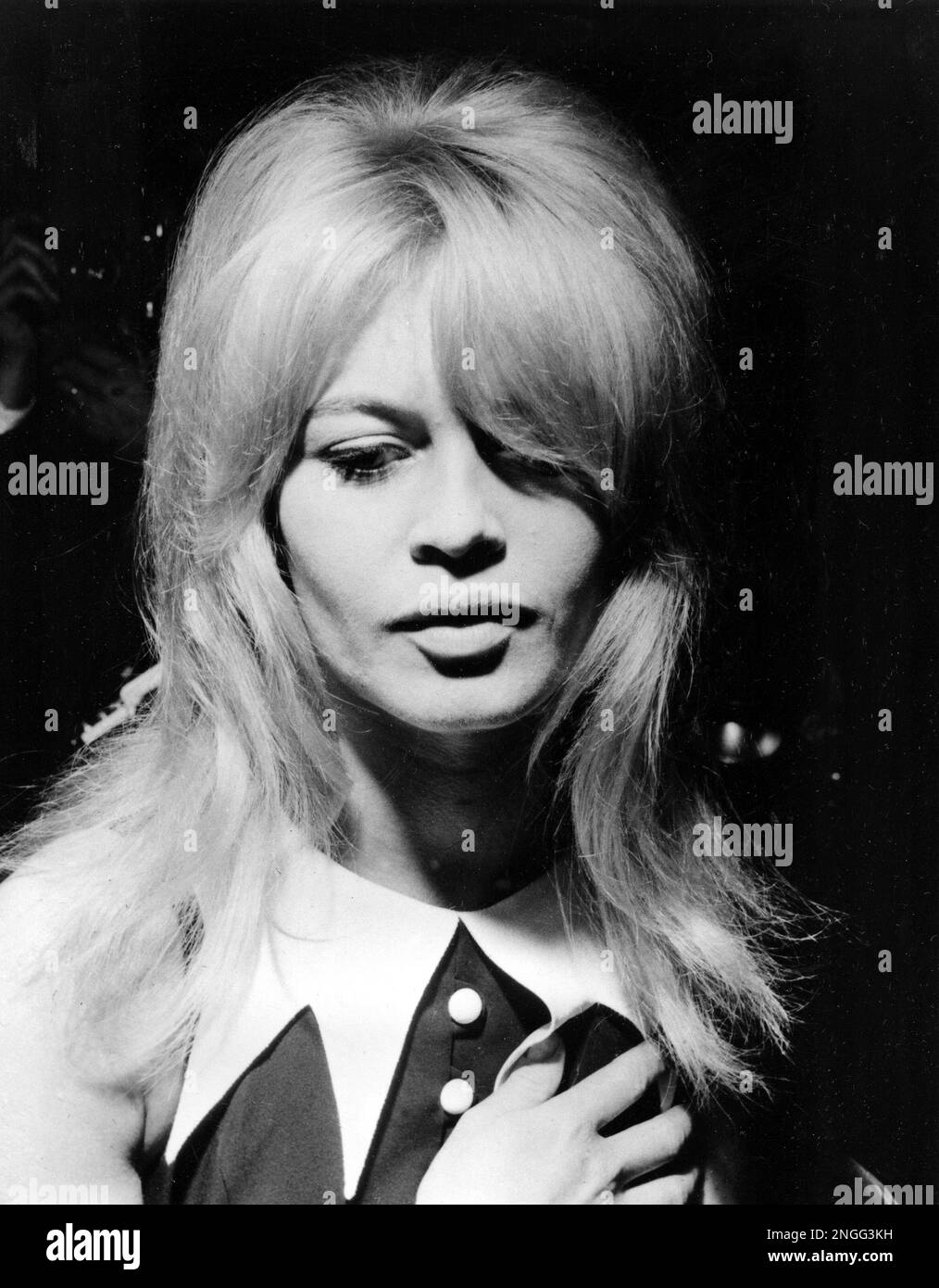 Actress Brigitte Bardot reacts during a press reception in London ...