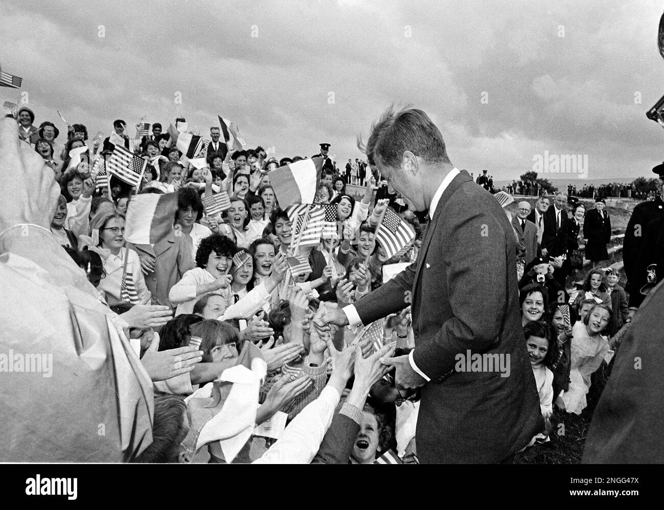 U.S. President John F. Kennedy arrives at Sean O'Kennedy soccer field ...