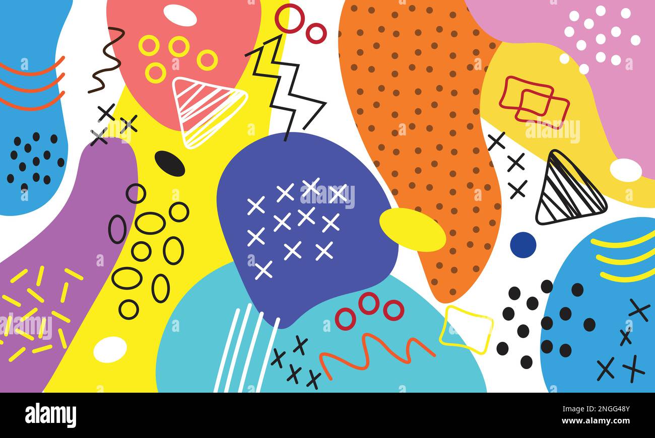 Creative doodle art header with different shapes and textures Stock ...