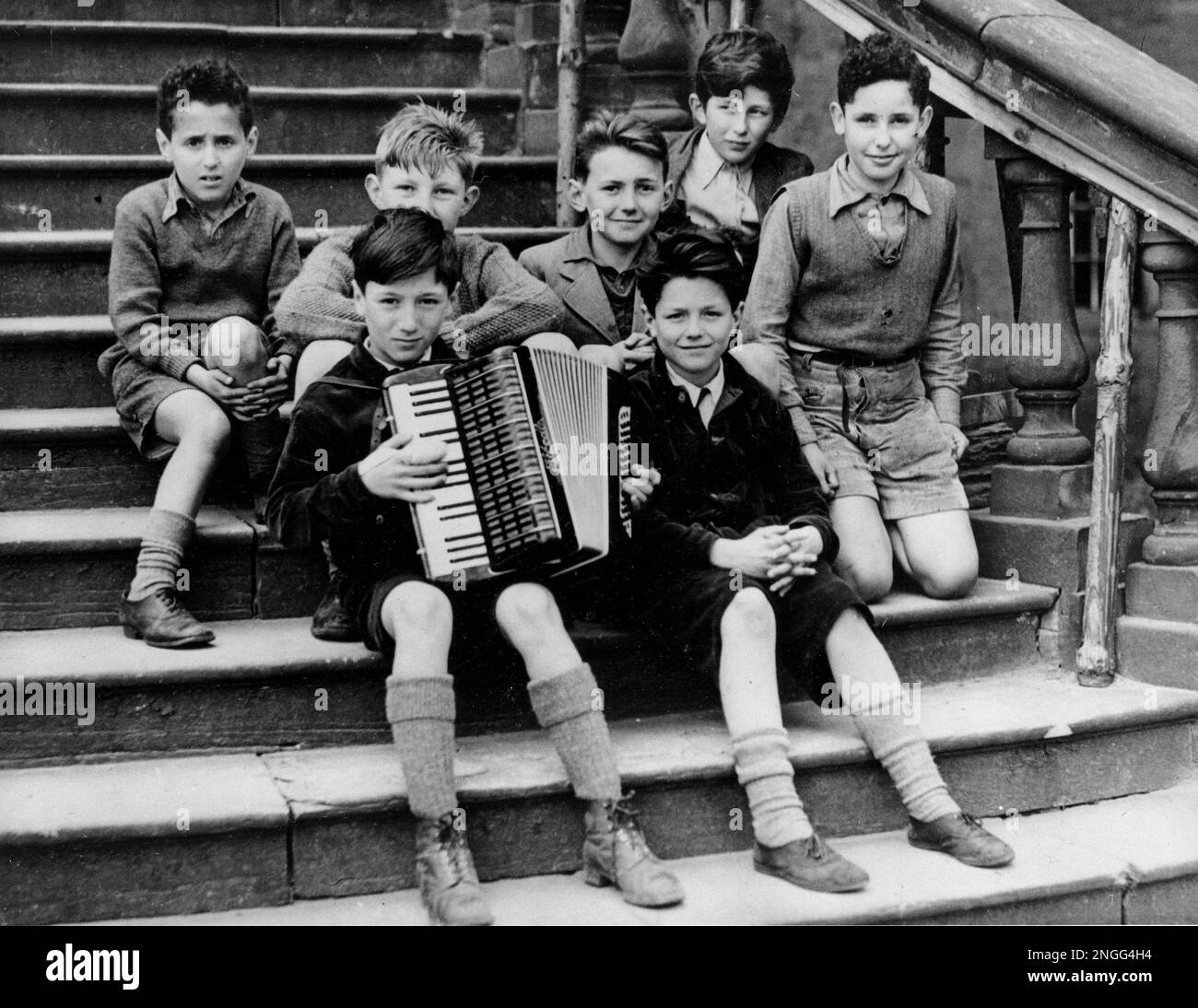 Students at the Czechoslovakian State School pose on the steps in ...