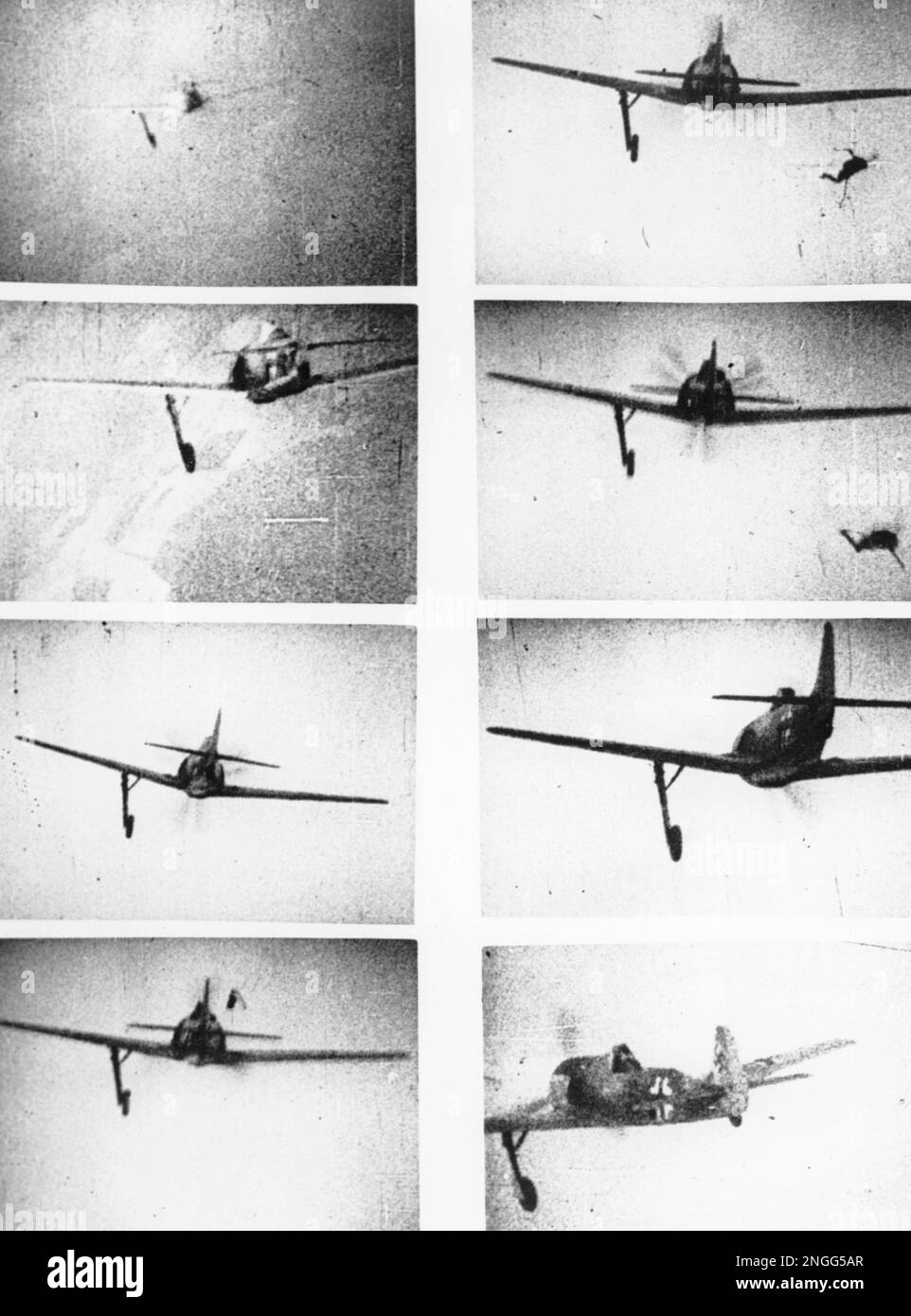 A gun-coupled camera aboard a British RAF Spitfire plane made this ...