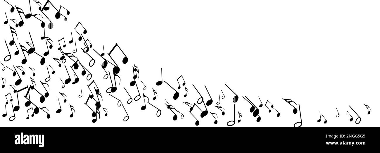 Frame of flying musical notes on white. Musical symbols for banner of ...