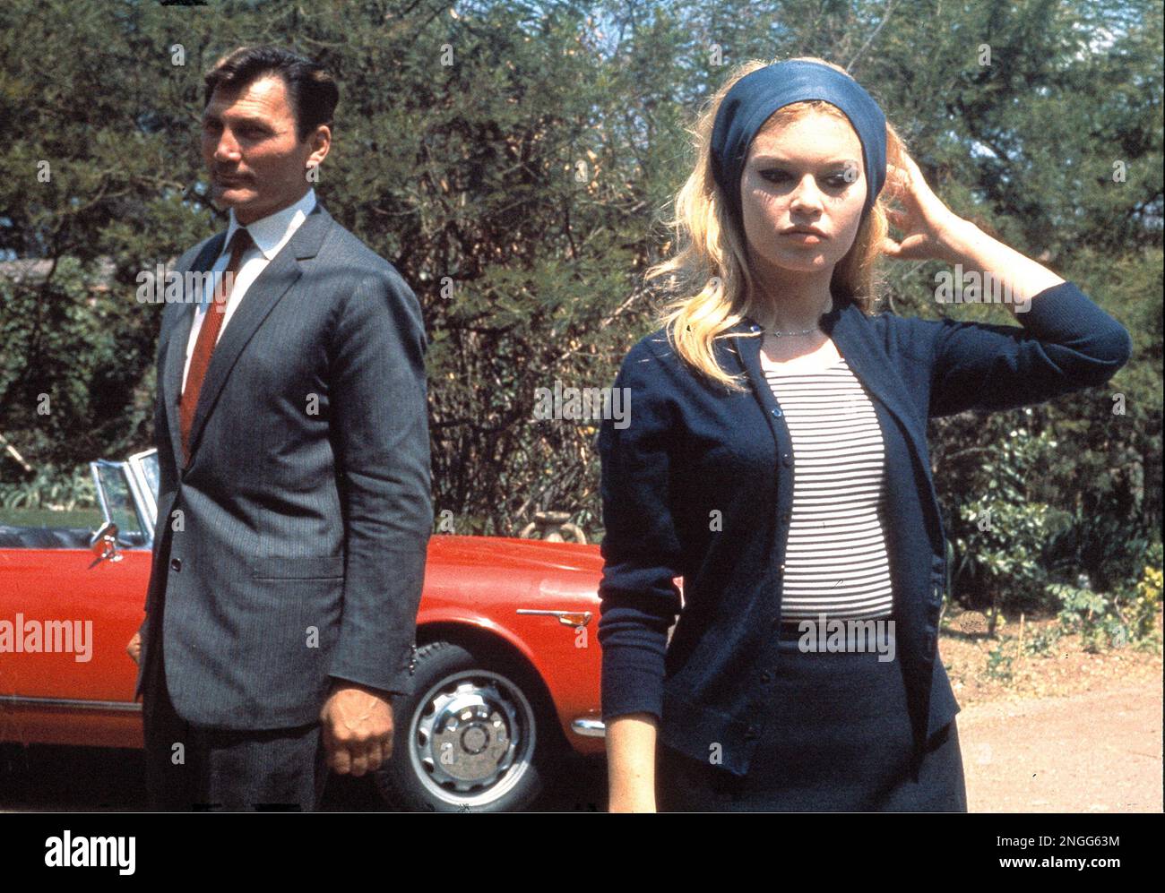 French actress Brigitte Bardot is shown with actor Jack Palance during ...