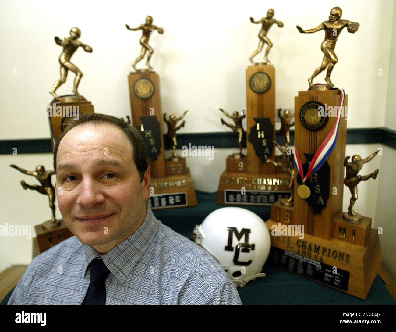 Mt. Carmel High School head football coach Frank Lenti sits Tuesday ...